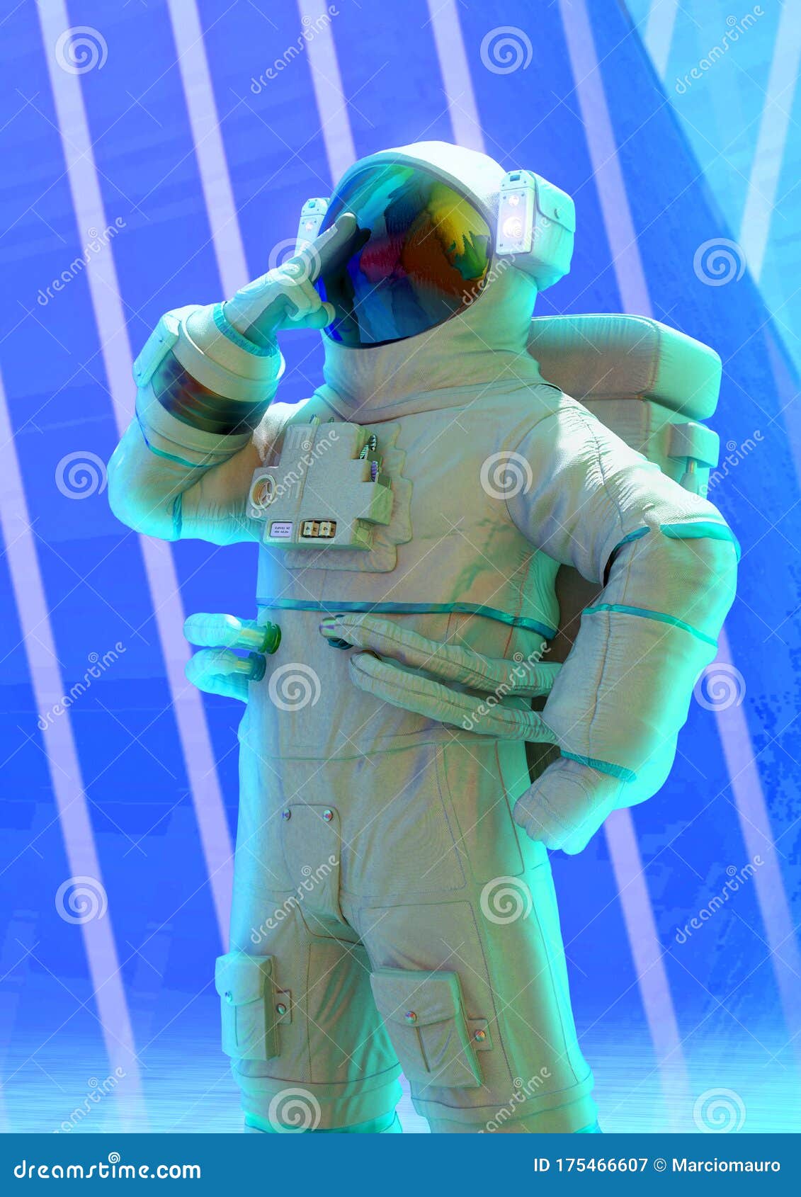 Astronaut Thinking about Pin Up Pose Stock Illustration - Illustration ...