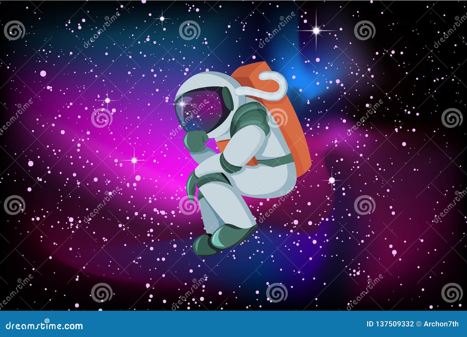 Astronaut Thinking or Searching Solution on Smooth Glow Night Sky ... Astronaut Thinking or Searching Solution on Smooth Glow Night Sky ...