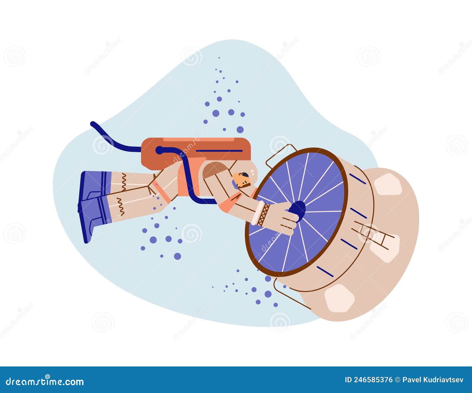 Astronaut Trains On Zero Gravity Simulation Device, Flat Vector ...