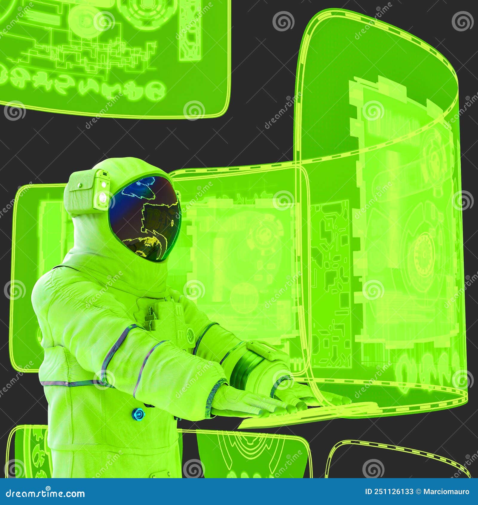 Astronaut is Typing on a Keyboard in a Virtual Reality Scene Stock ...