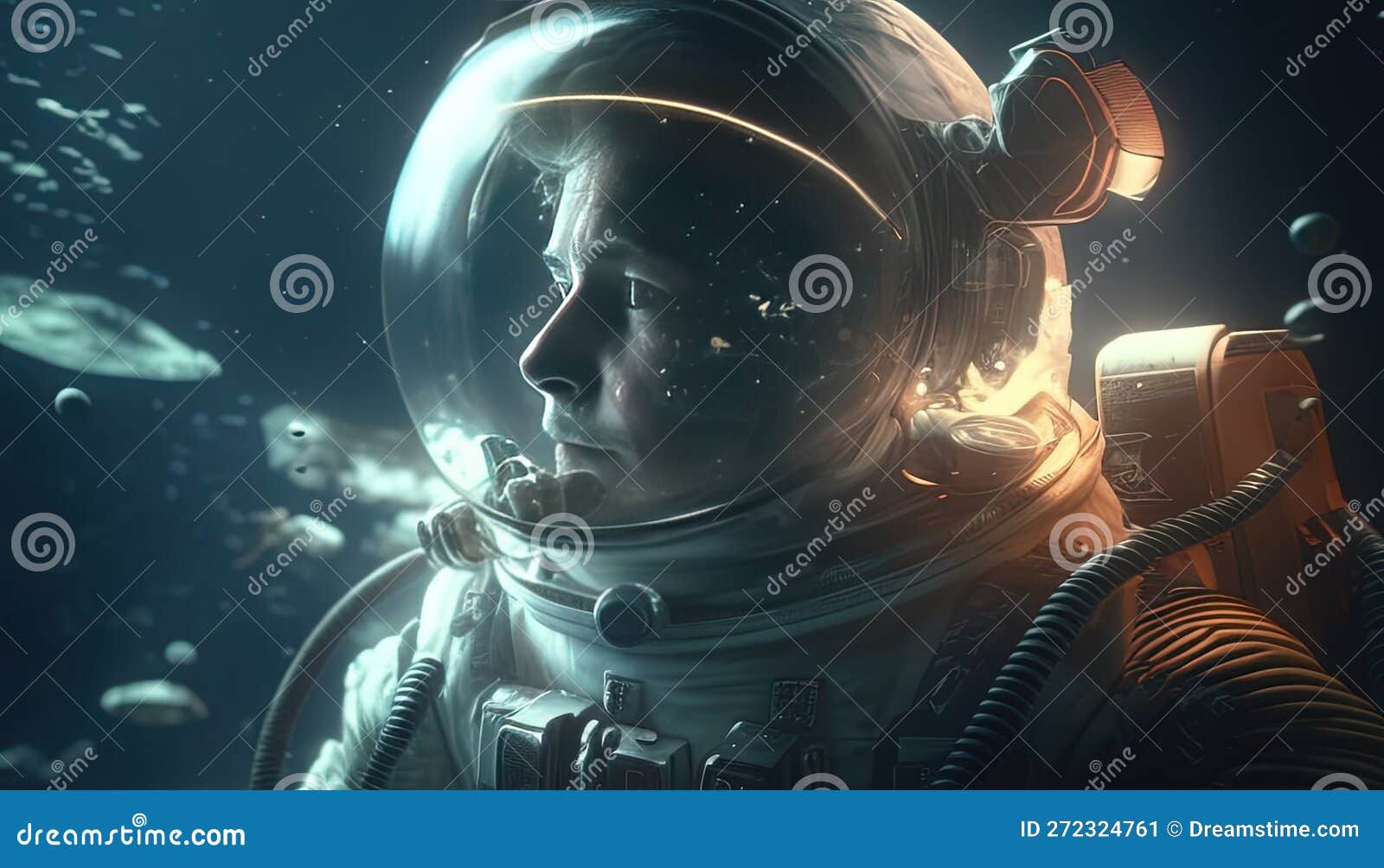 Astronaut Underwater Digital Art Illustration, Generative AI Stock ...