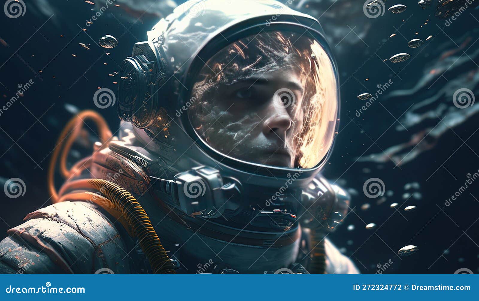 Astronaut Underwater Digital Art Illustration, Generative AI Stock ...
