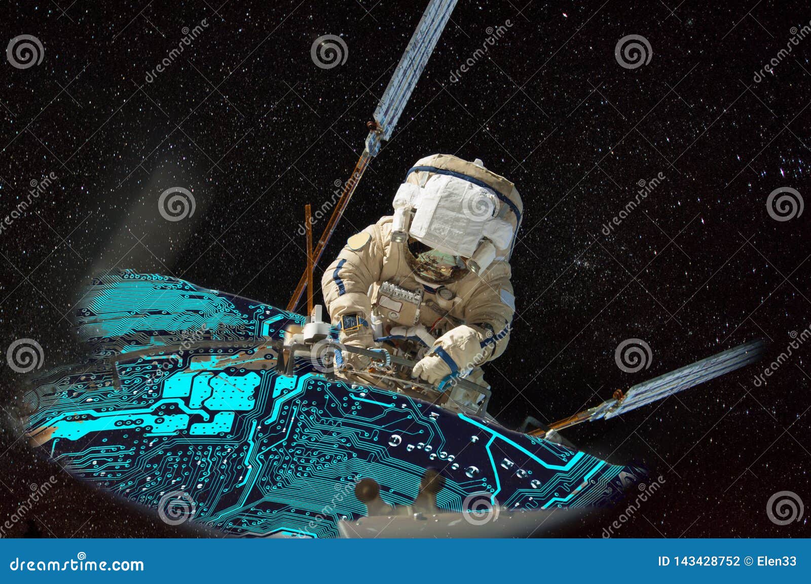 Astronaut Upgrade World Planetary Computer System Stock Illustration ...