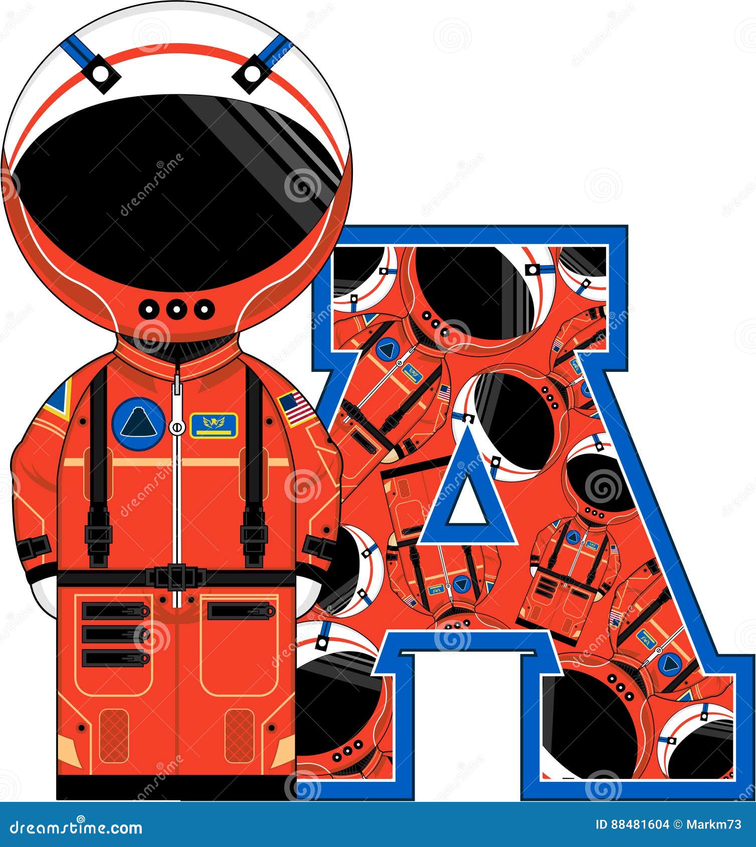 A is for Astronaut stock vector. Illustration of cartoon - 88481604