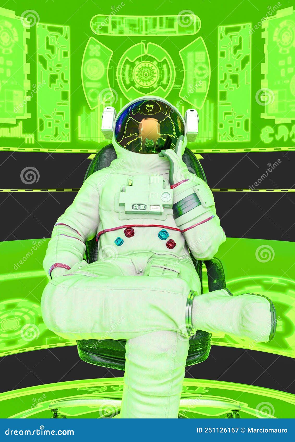 Astronaut in Virtual Reality Scene Stock Illustration - Illustration of ...