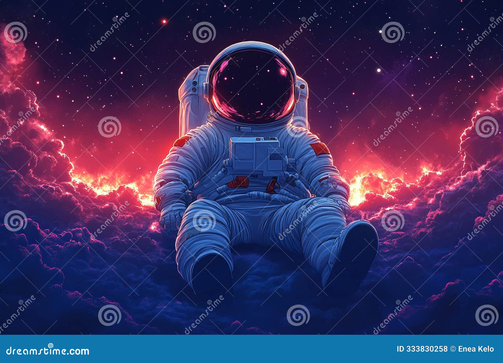 Astronaut in the Void: a Minimalistic Space Journey Stock Illustration ...