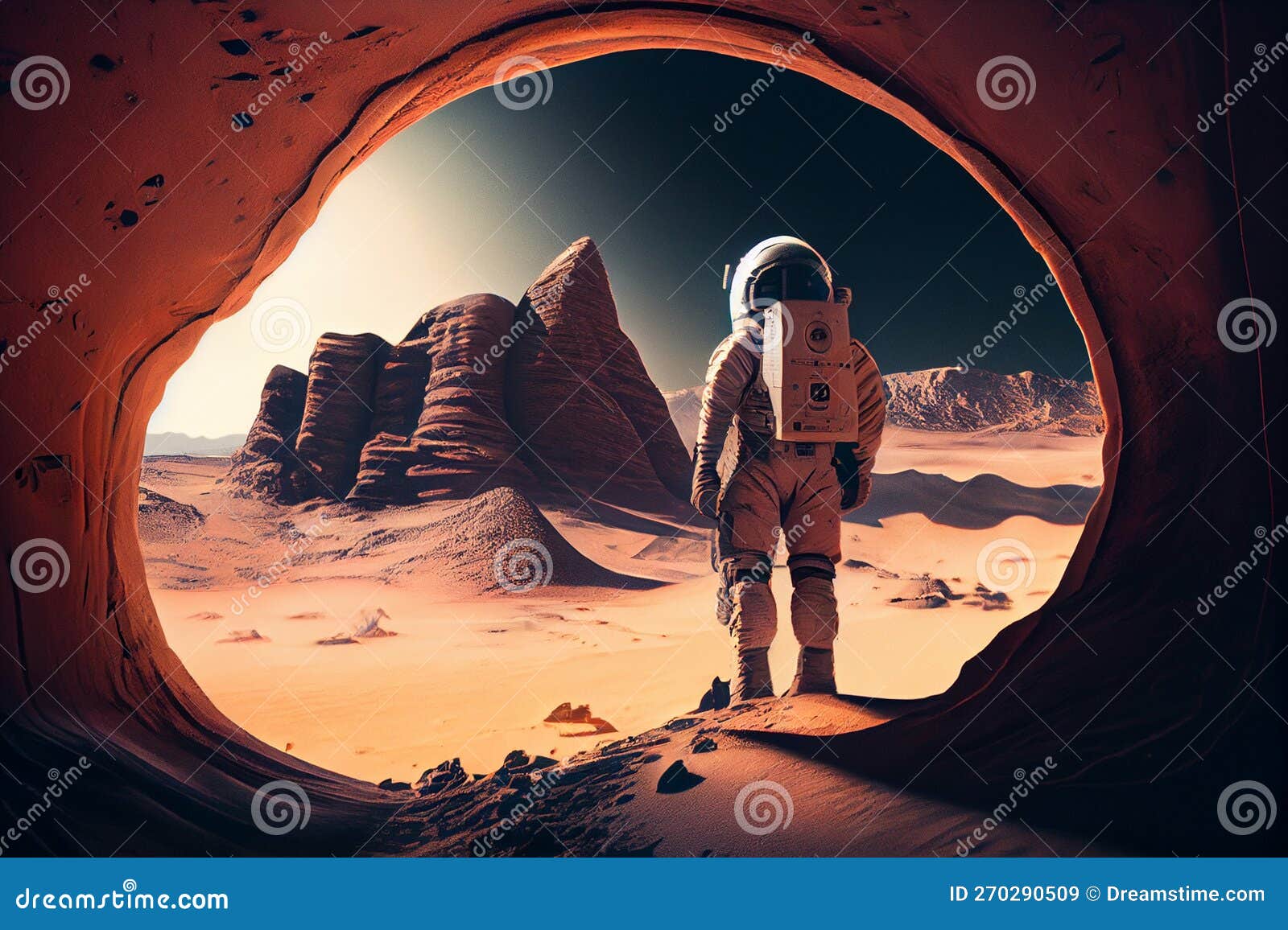 Astronaut Walk on the Surface of Another Planet, Moon, Mars, Generative ...