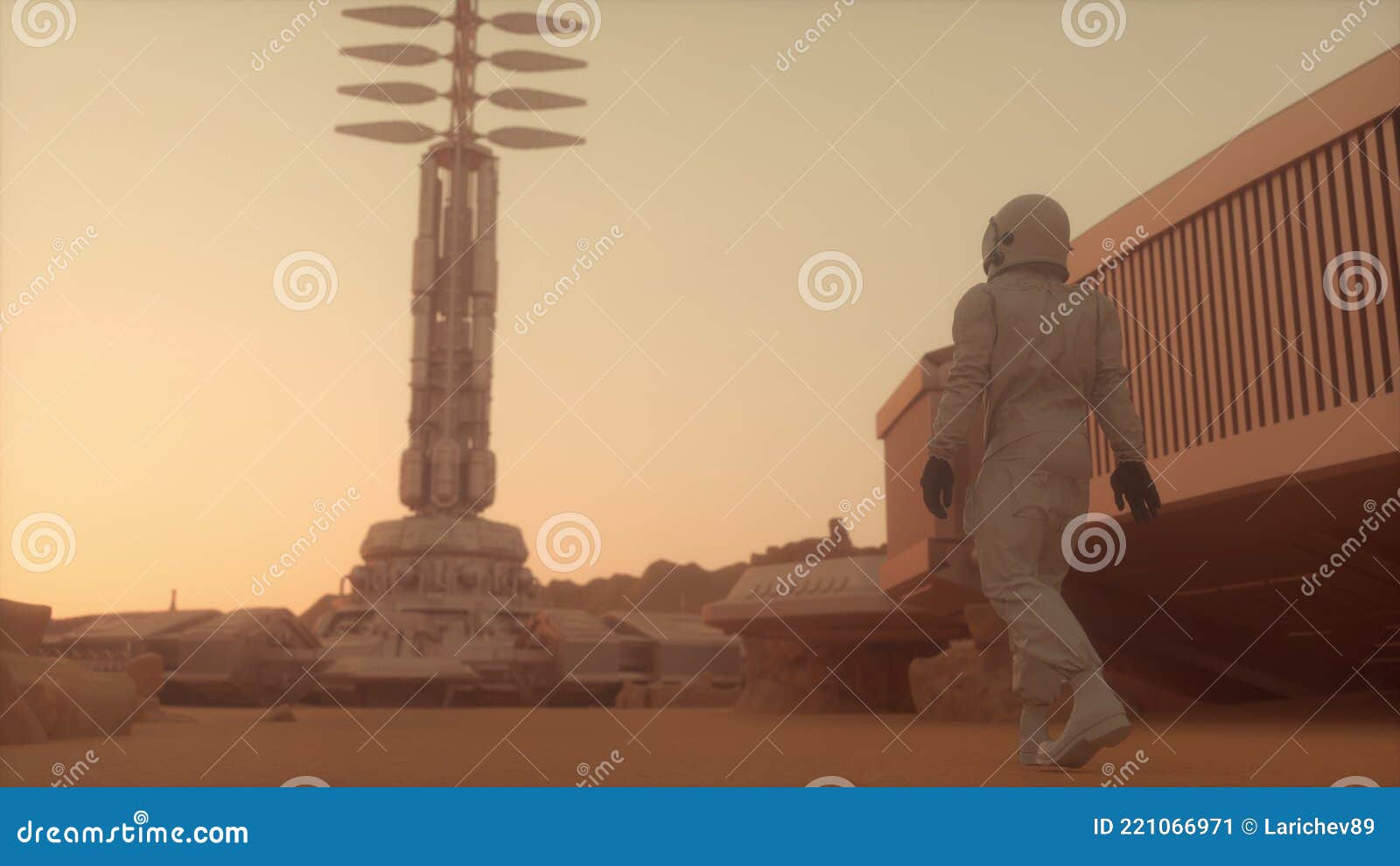 Astronaut Walking on the Surface of Mars. Exploring Mission To Mars ...