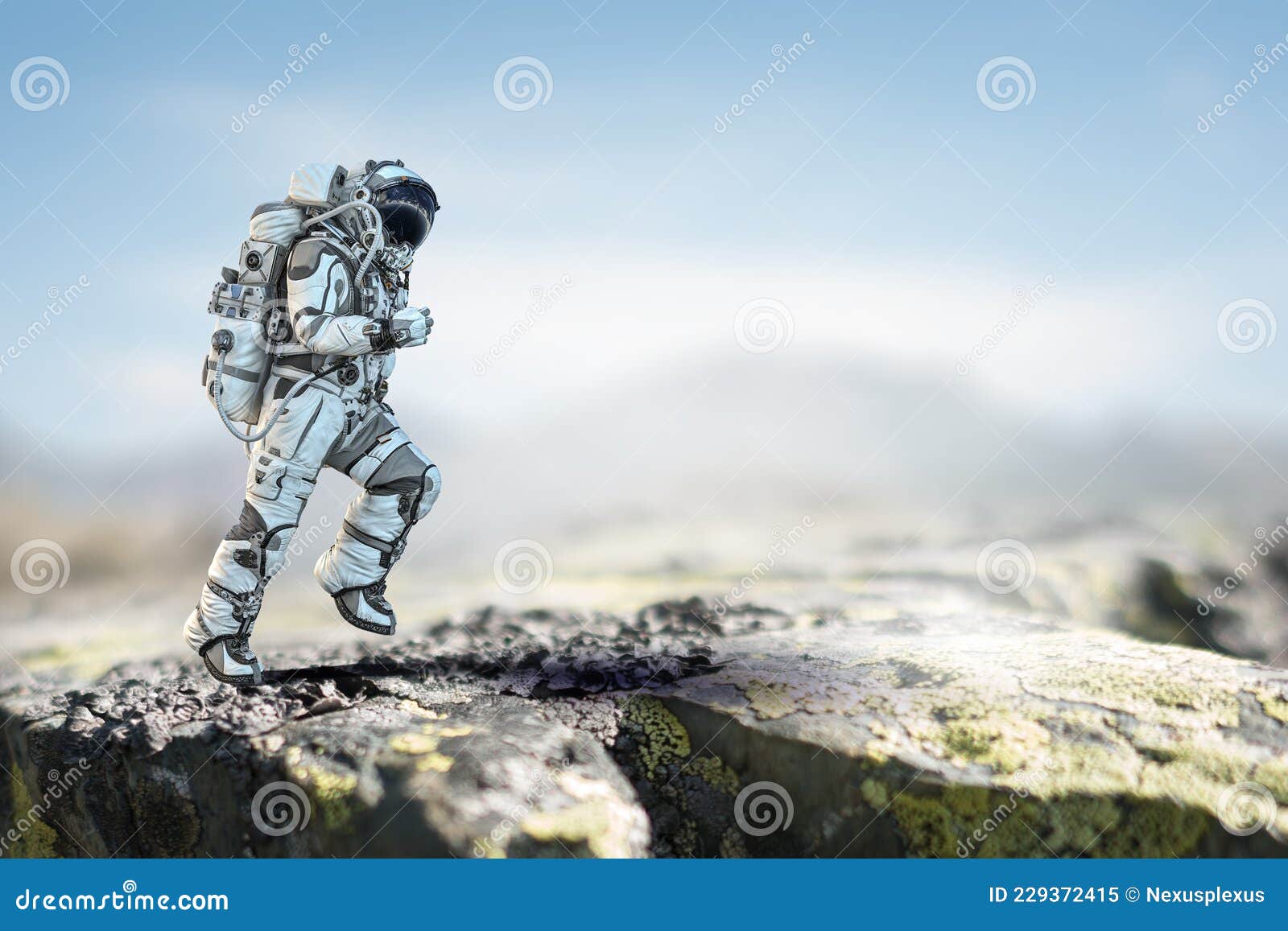 Astronaut Walking on an Unexplored Planet Stock Image - Image of ...