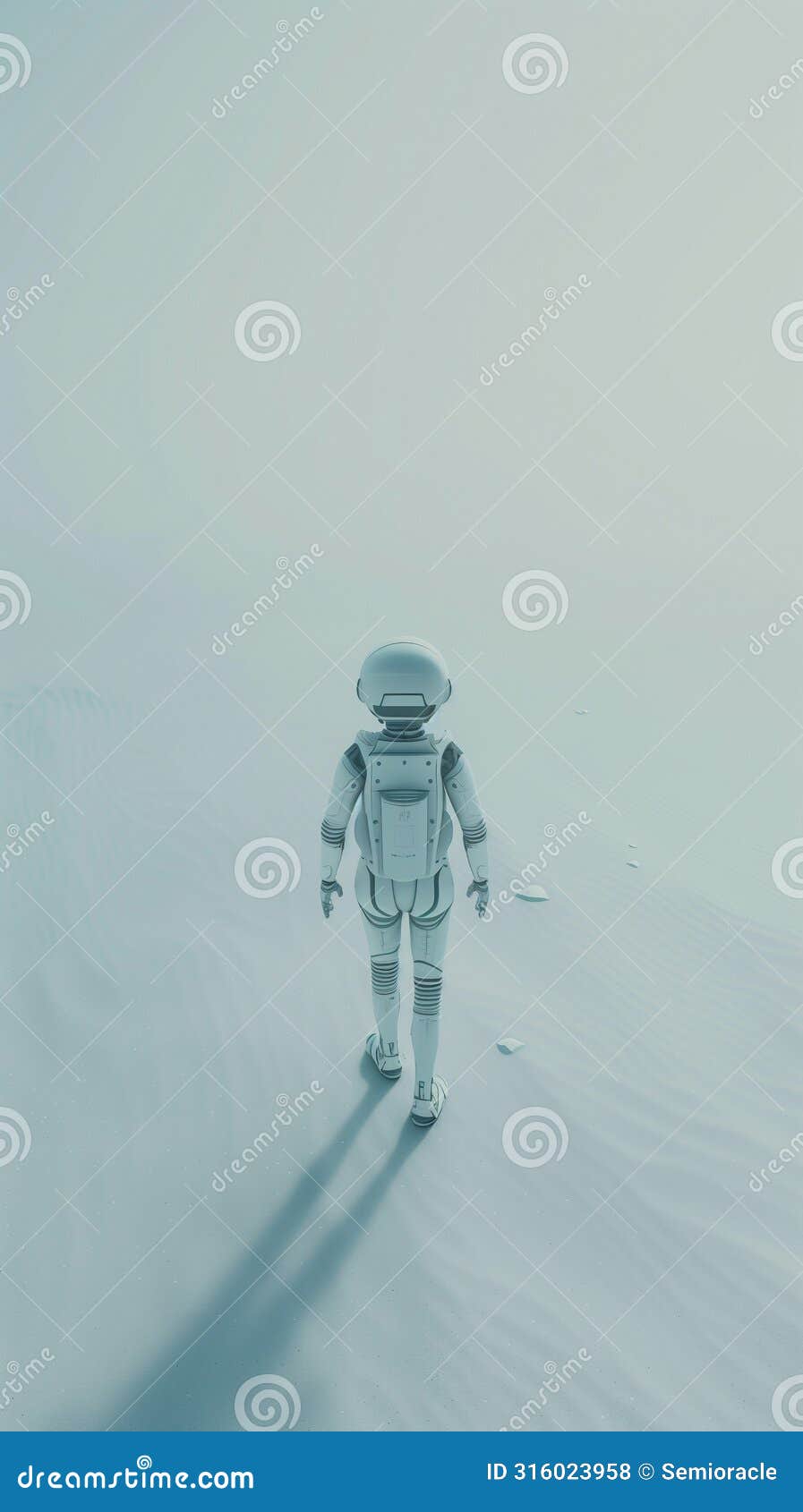 Astronaut Walks in the Snow, White Background,on the Surface of an Icy ...