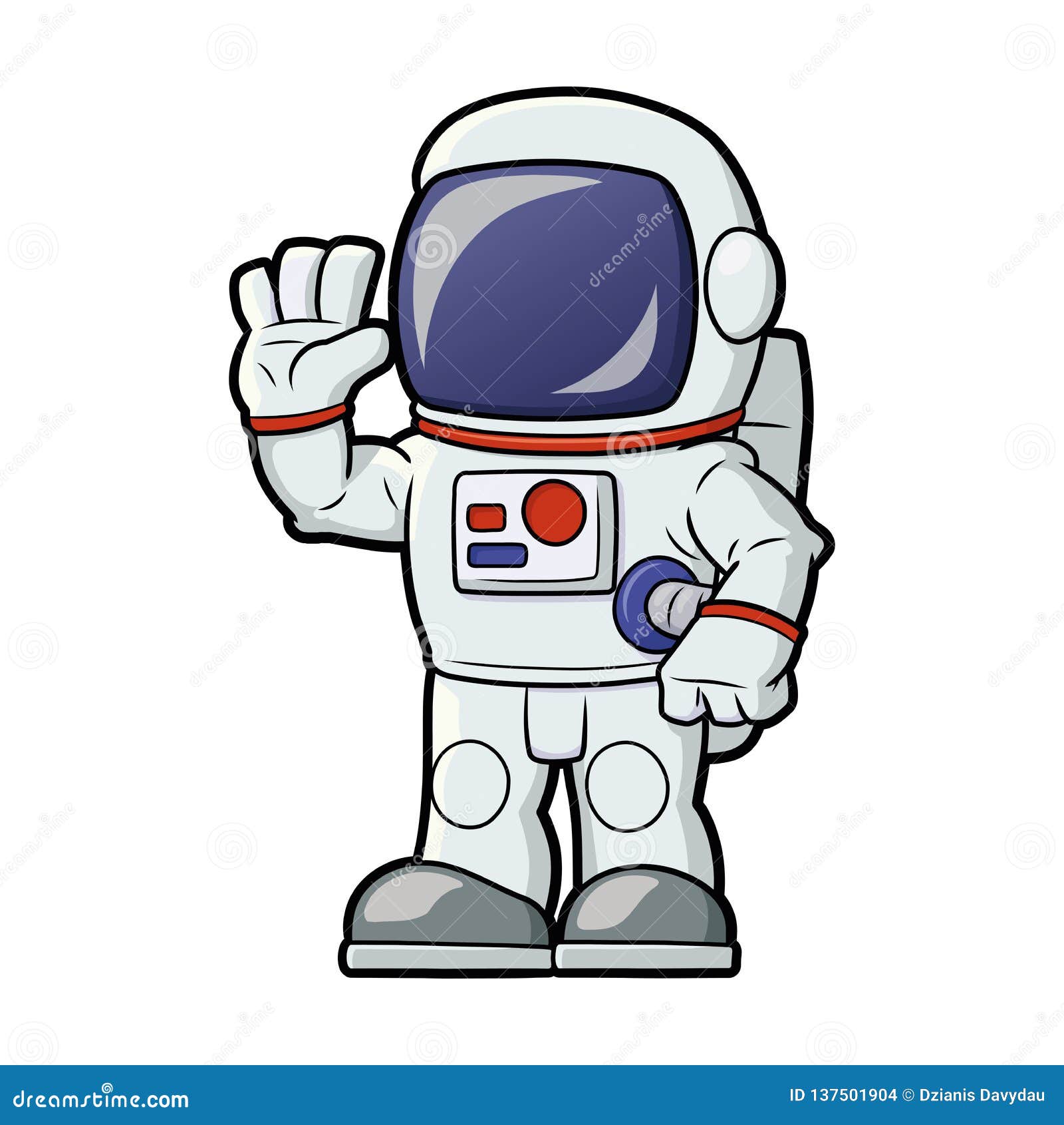 Astronaut Waving His Hand, Space Tourist Character In Space Suit Doing ...
