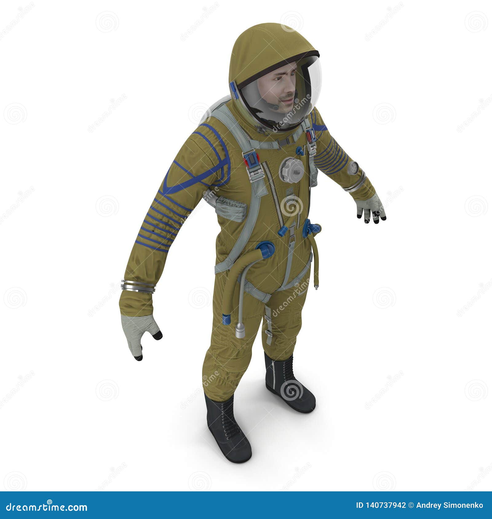 Astronaut Wearing Space Suit Strizh Standing Pose Isolated on White ... Astronaut Wearing Space Suit Strizh Standing Pose Isolated on White ...