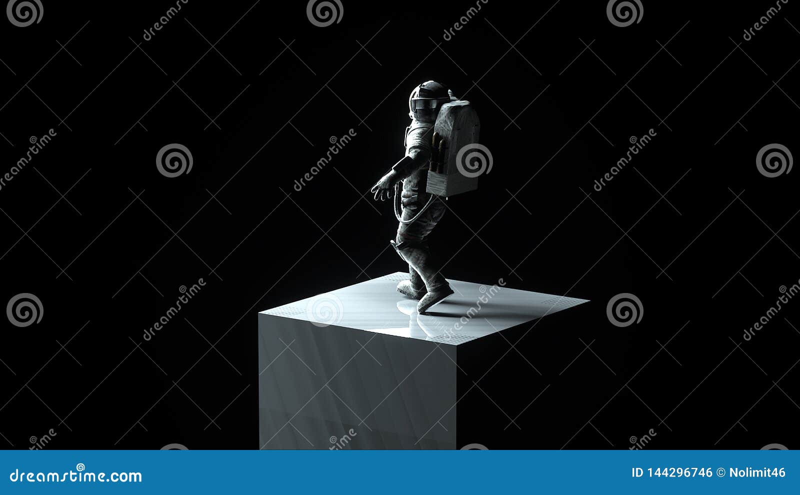Astronaut in White Modern Scaphandre in the Space, 3d Render Background ...