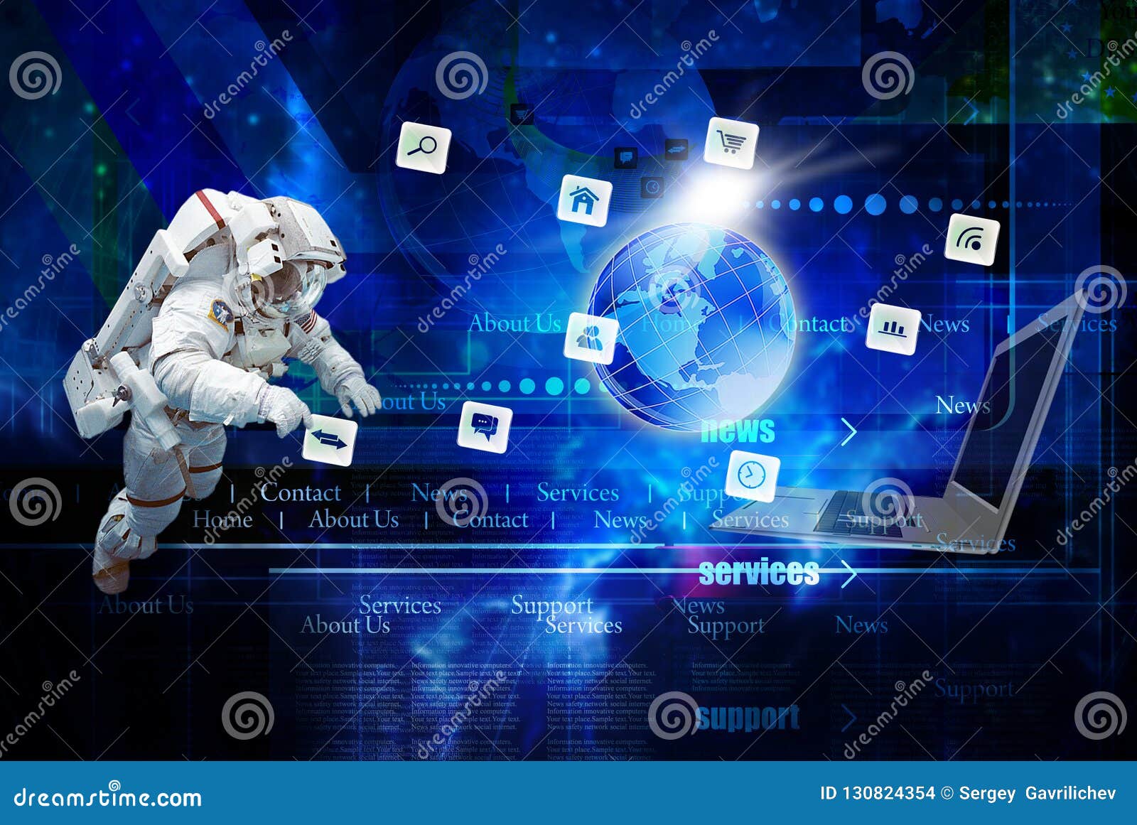 Astronaut and Wireless Internet.space Internet Wireless Stock Photo ...