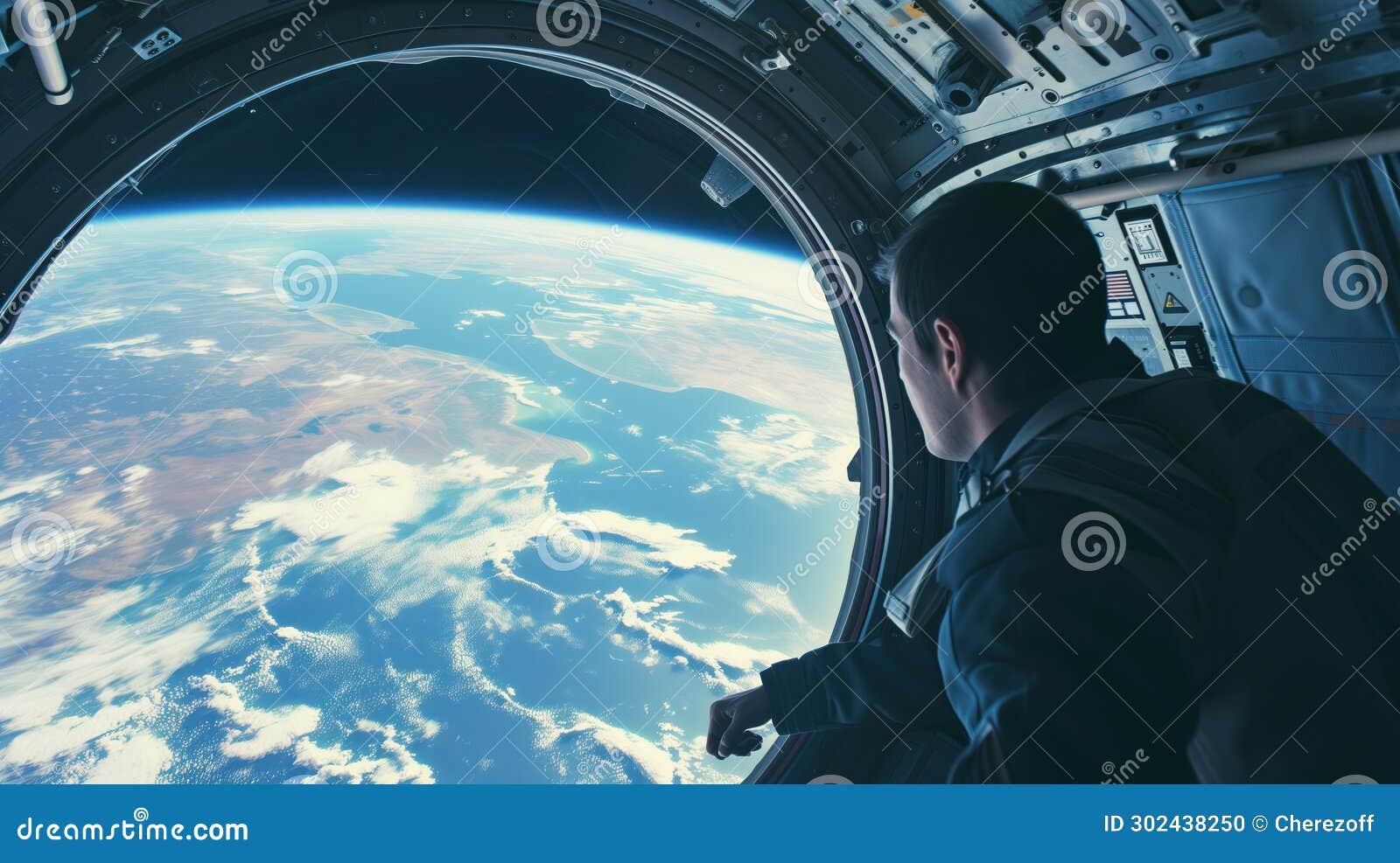 Astronaut Working Inside a Space Module Stock Photo - Image of clothing ...