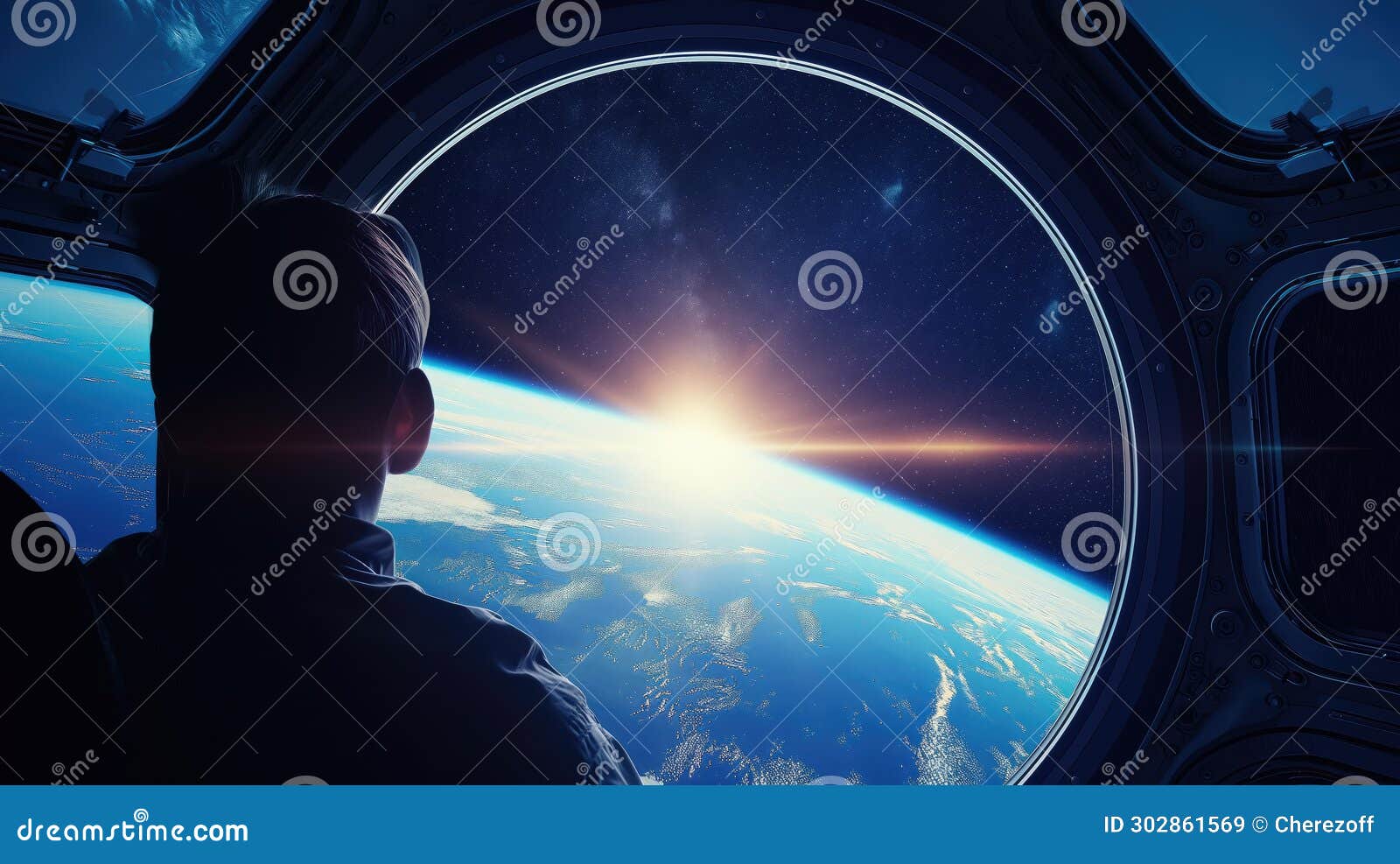 Astronaut Working Inside a Space Module Stock Illustration ...