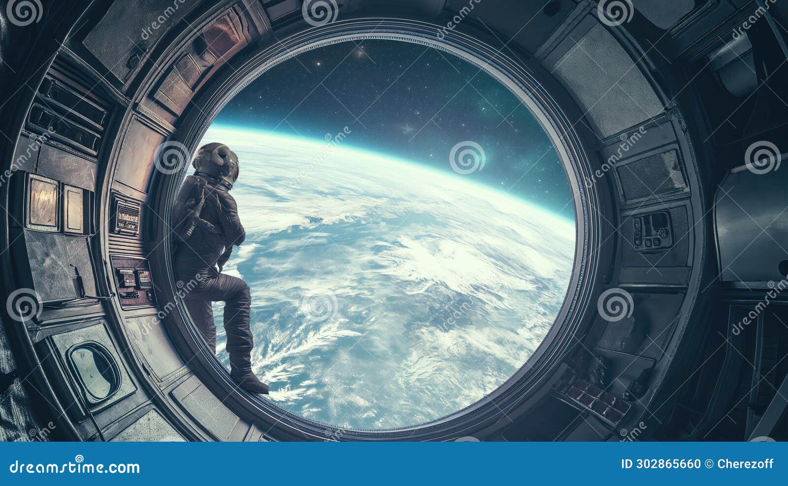 Astronaut Working Inside a Space Module Stock Photo - Image of module ...