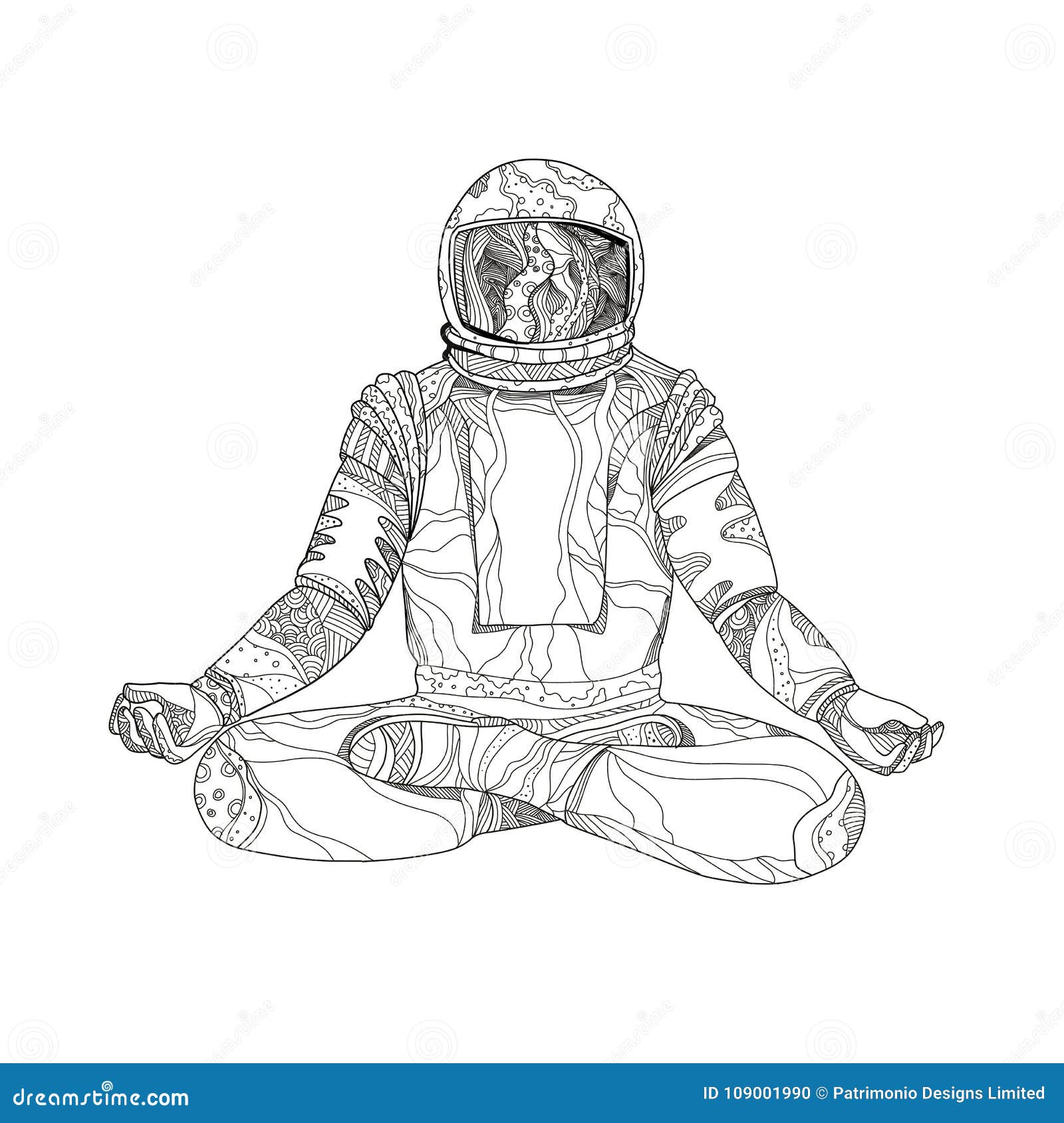 Astronauta Lotus Position Mandala Ilustración del Vector - Ilustración ...