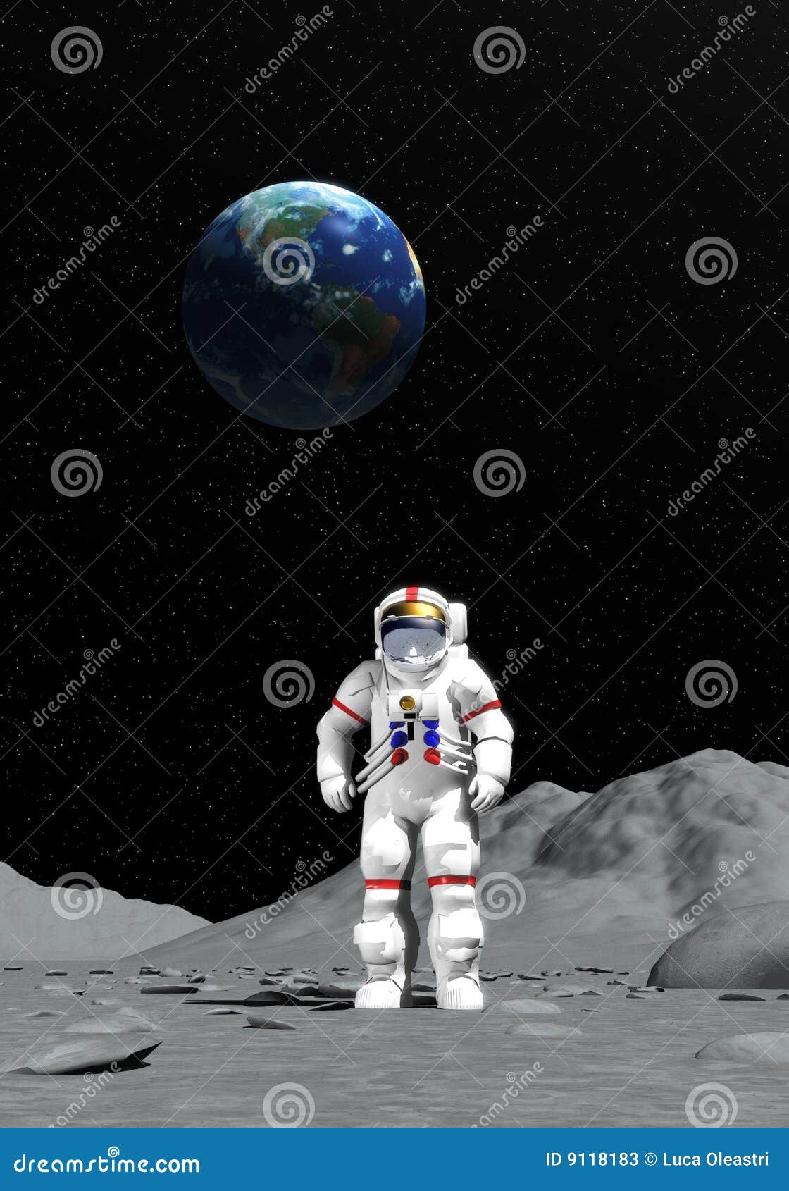 Astronauta na lua ilustração stock. Ilustração de atmosfera - 9118183