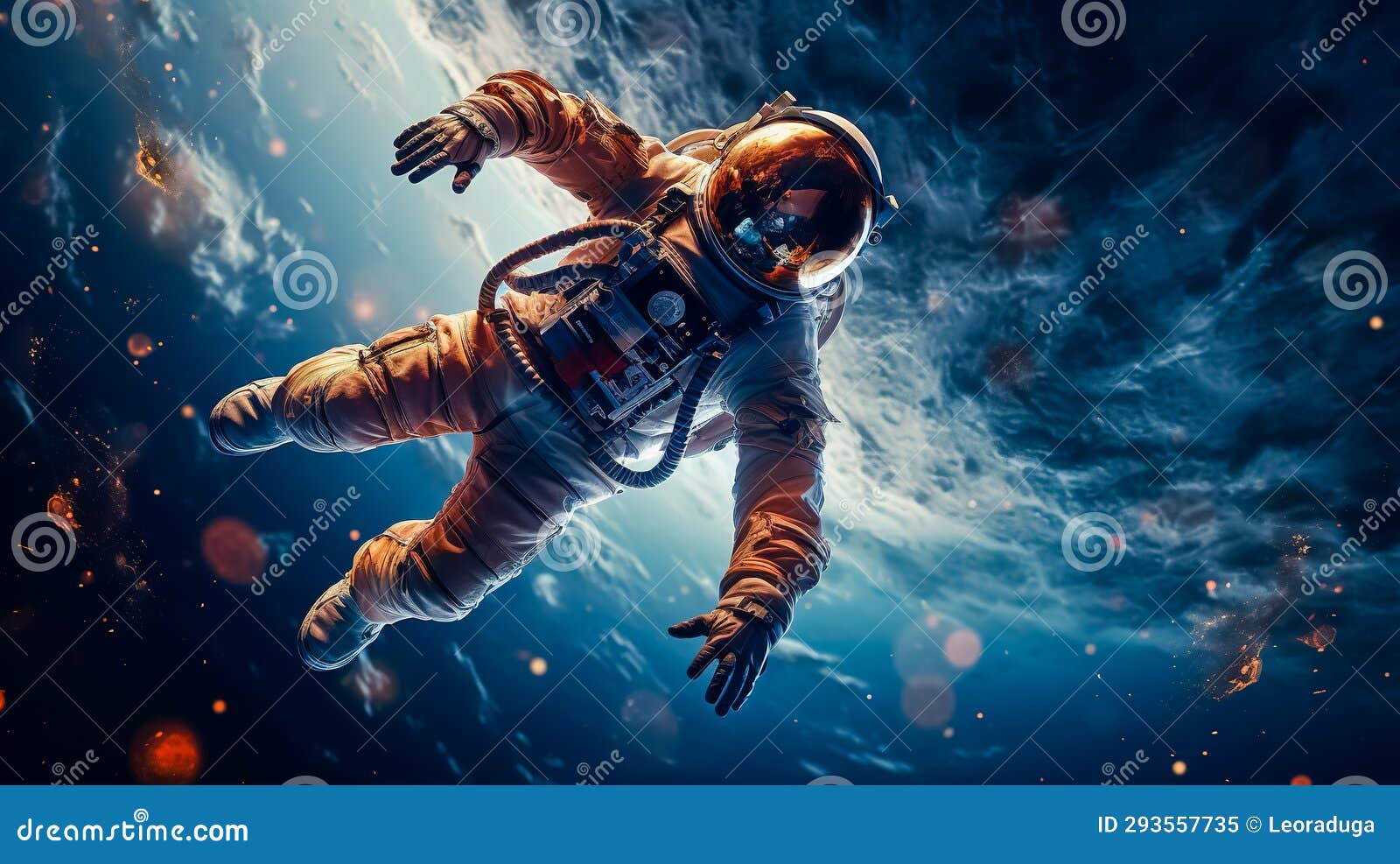 Astronauta Regresando Al Universo Stock de ilustración - Ilustración de ...