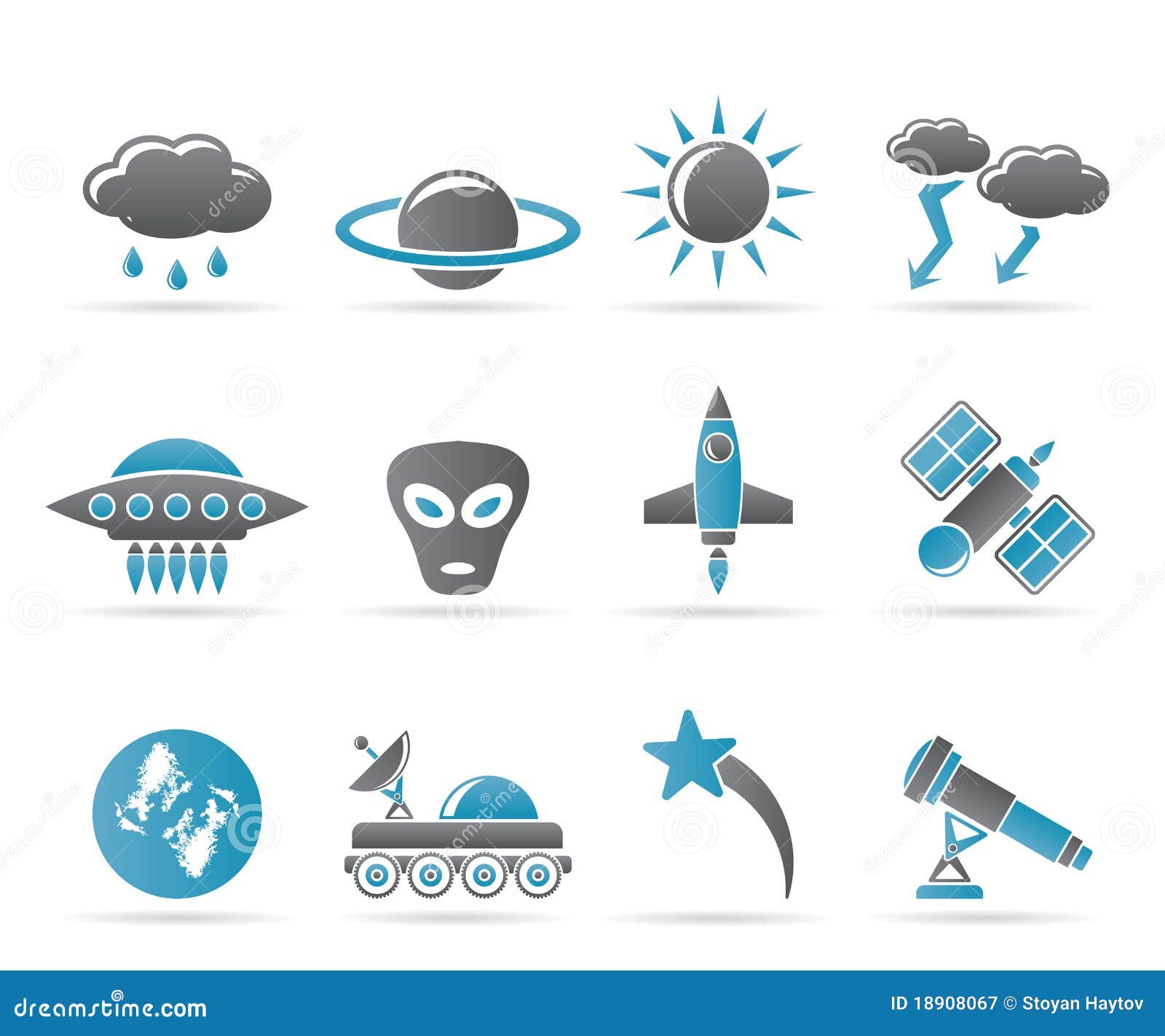 Astronautics and Space and Univerce Icons Stock Vector - Illustration ...