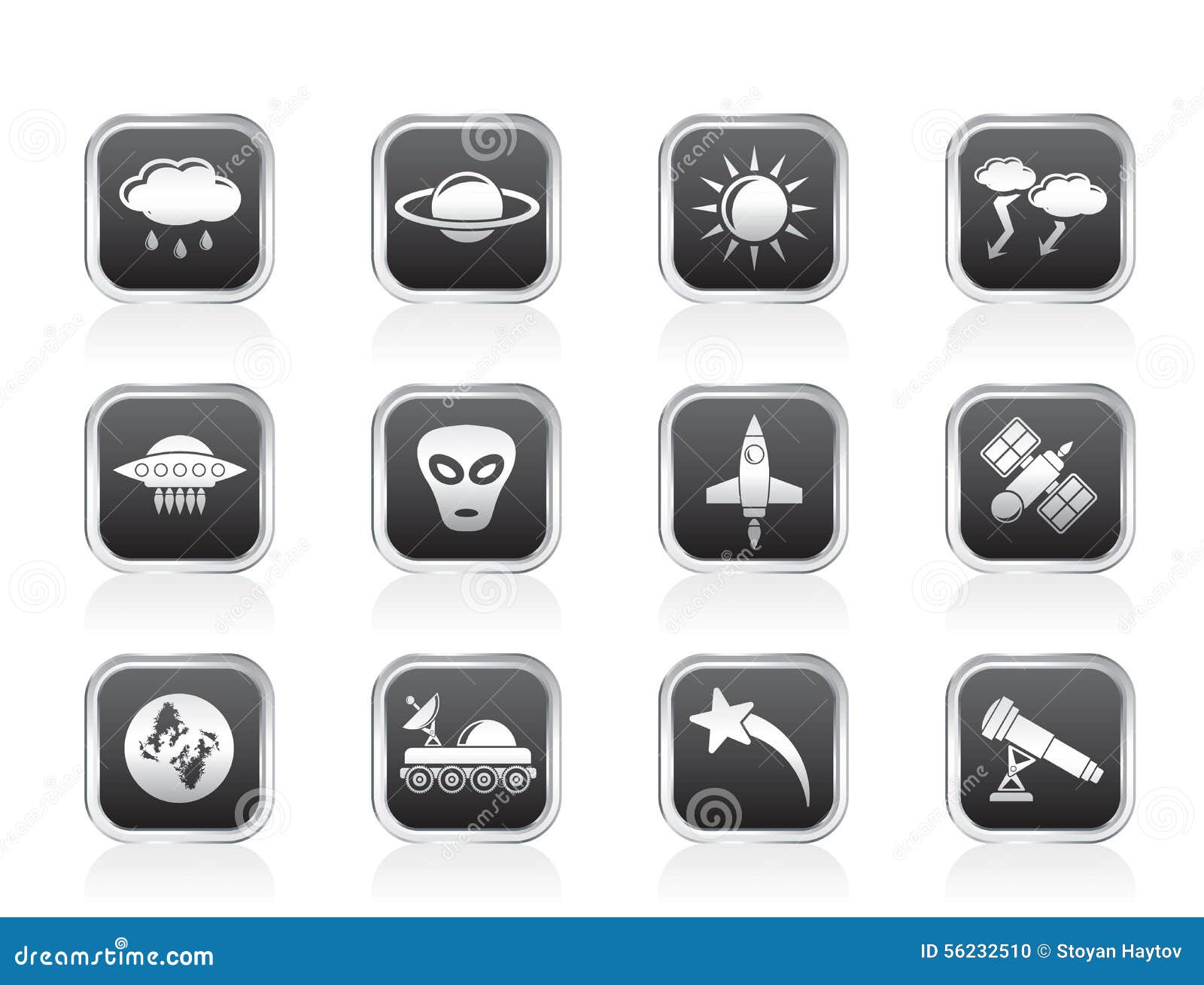 Astronautics and Space and Universe Icons Stock Vector - Illustration ...