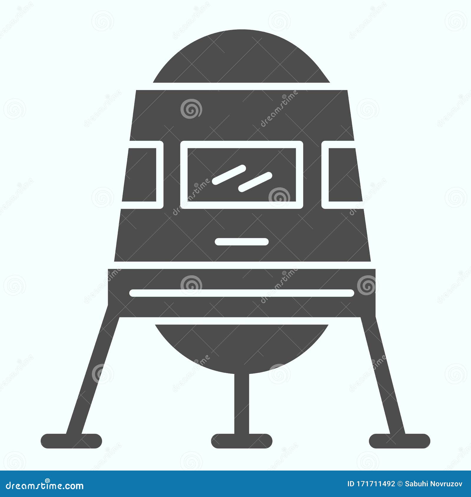 Astronauts Capsule Line Icon. Space Rocket Craft Standing Capsule ...