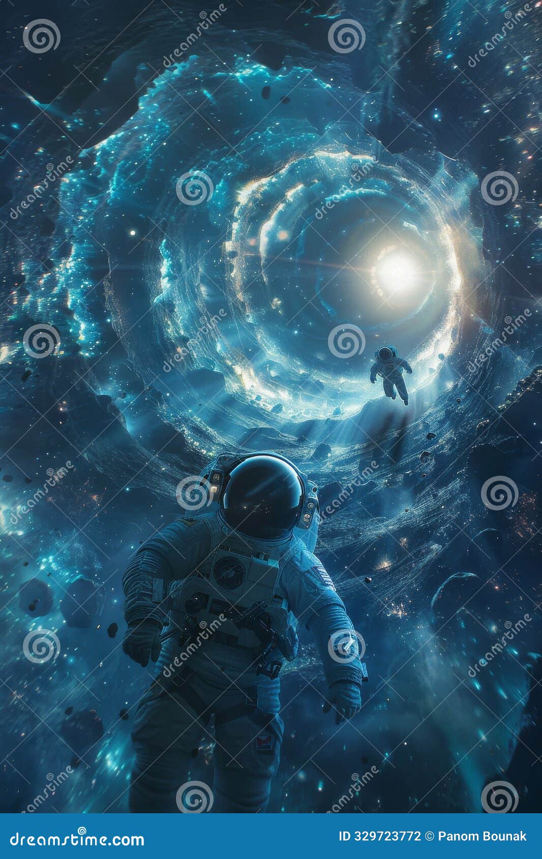 Astronauts Conducting Experiments Near a Black Hole Stock Photo - Image ...