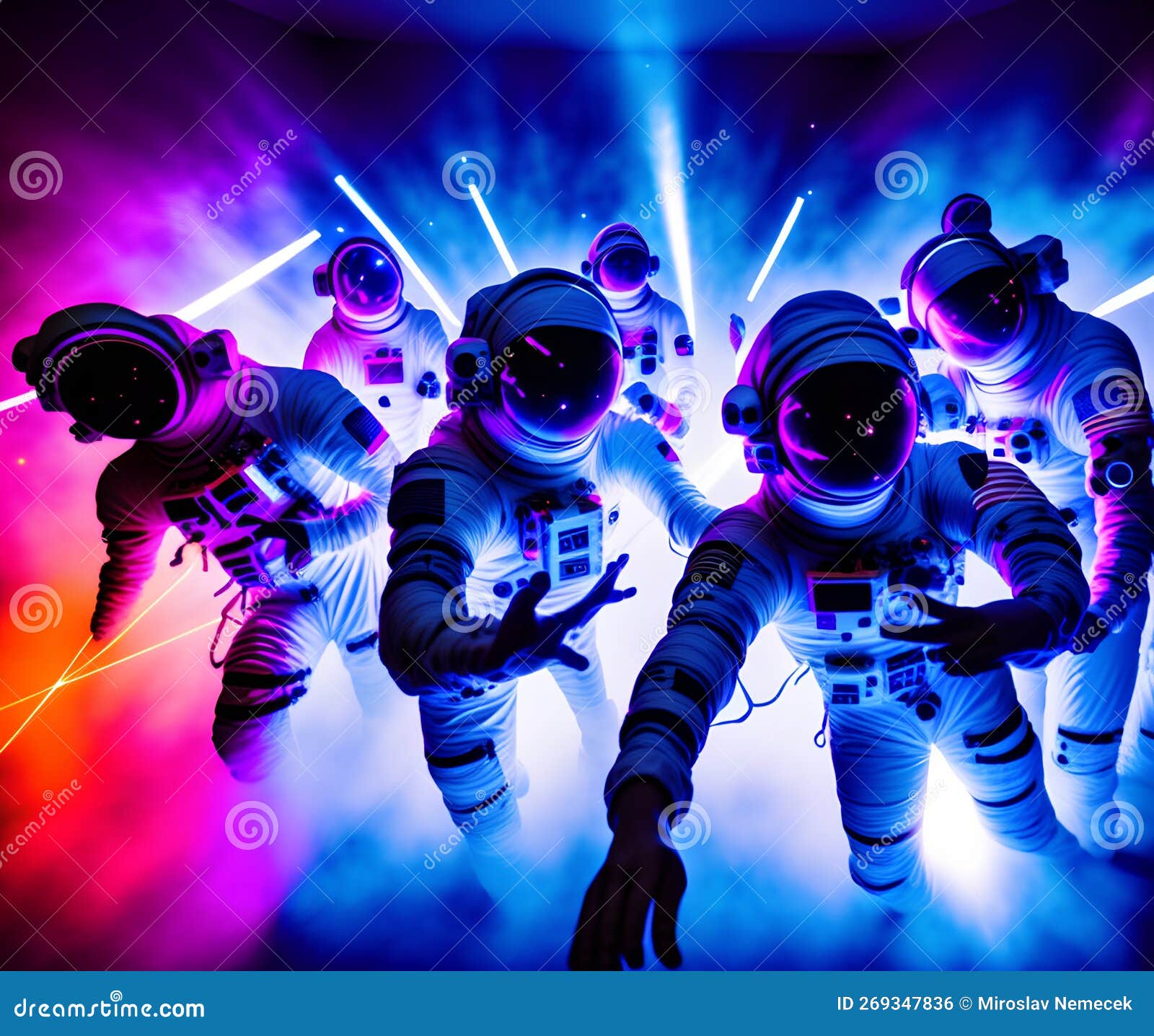 Party Astronauts Retro Dancing Spaceman Disco Entertainment Poster