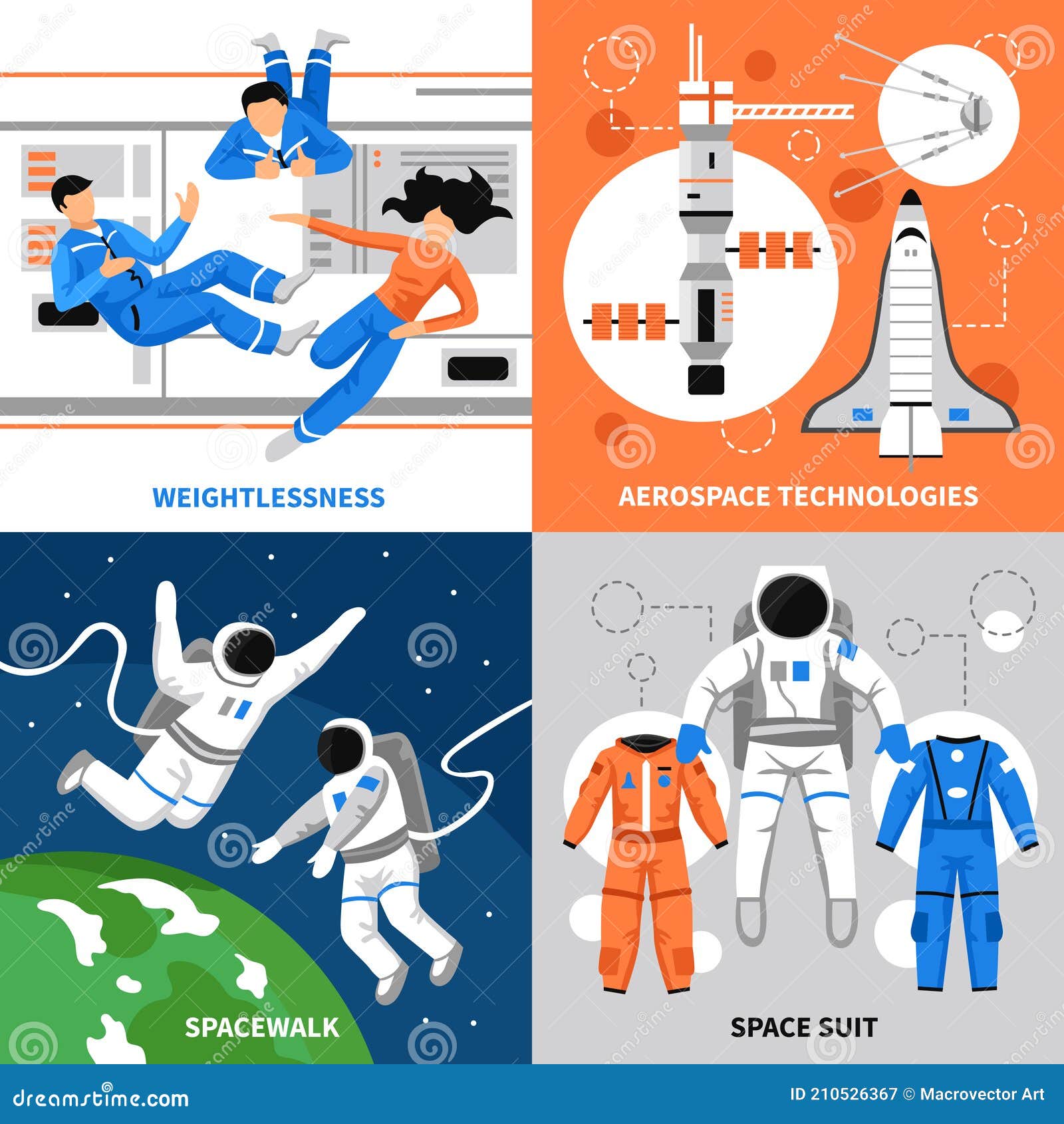 Astronauts 2x2 Design Concept Stock Vector - Illustration of ...