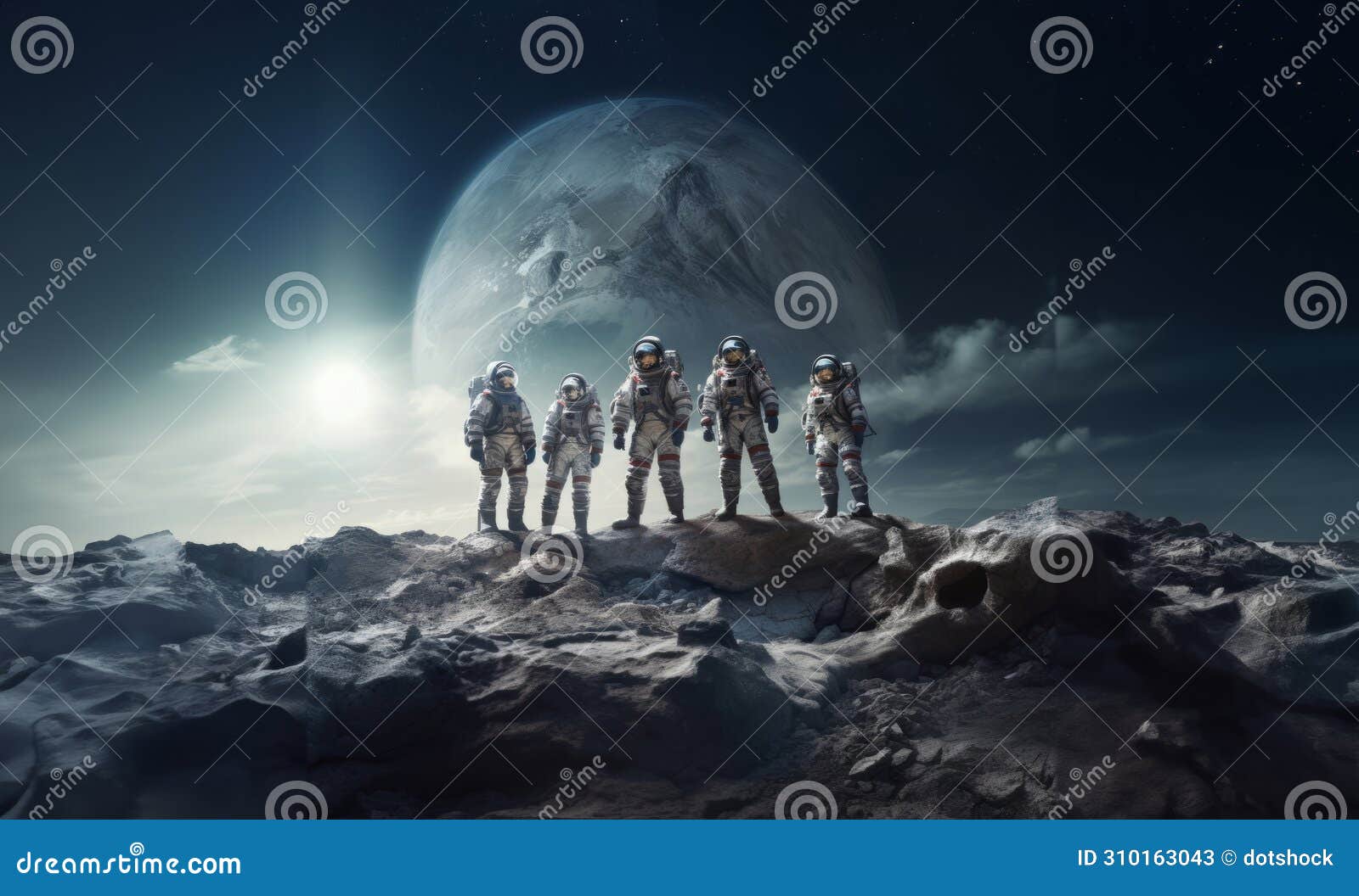 Astronauts Explore the Lunar Surface on a Grand Expedition.Generated ...