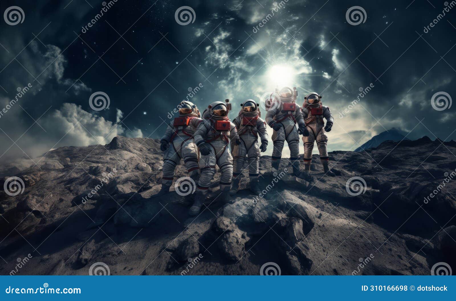 Astronauts Explore the Lunar Surface on a Grand Expedition.Generated ...