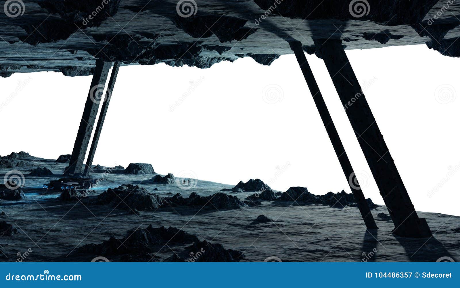 Astronauts Exploring an Asteroid Spaceship 3D Rendering Elements Stock ...
