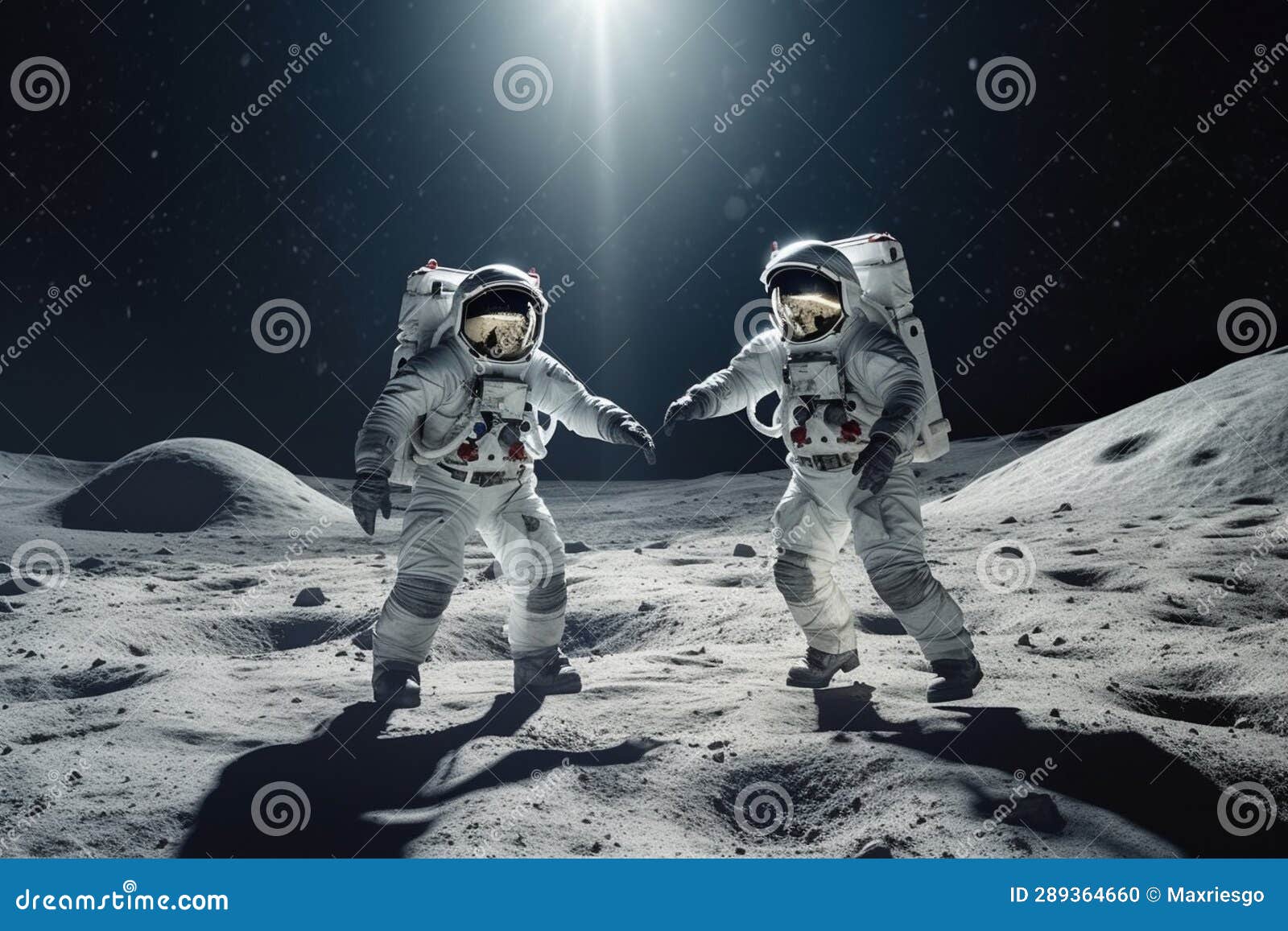 Astronauts Exploring in the Moon Stock Illustration - Illustration of ...