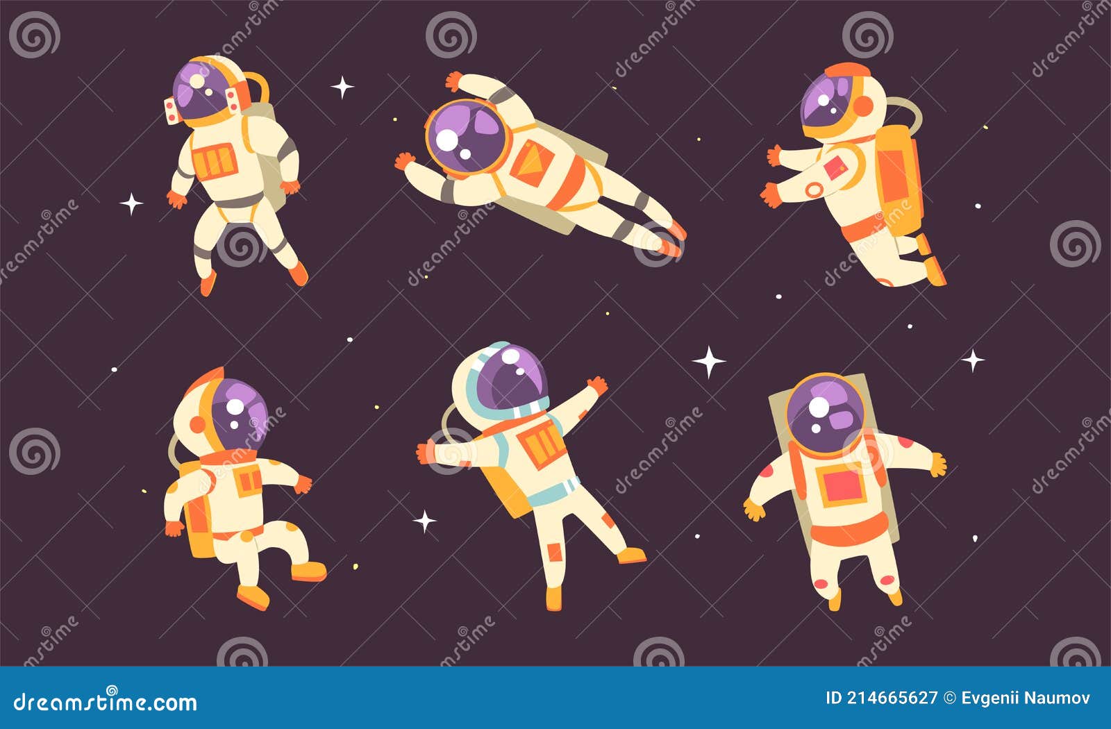 Astronauts Floating In Space Vector Illustration | CartoonDealer.com ...
