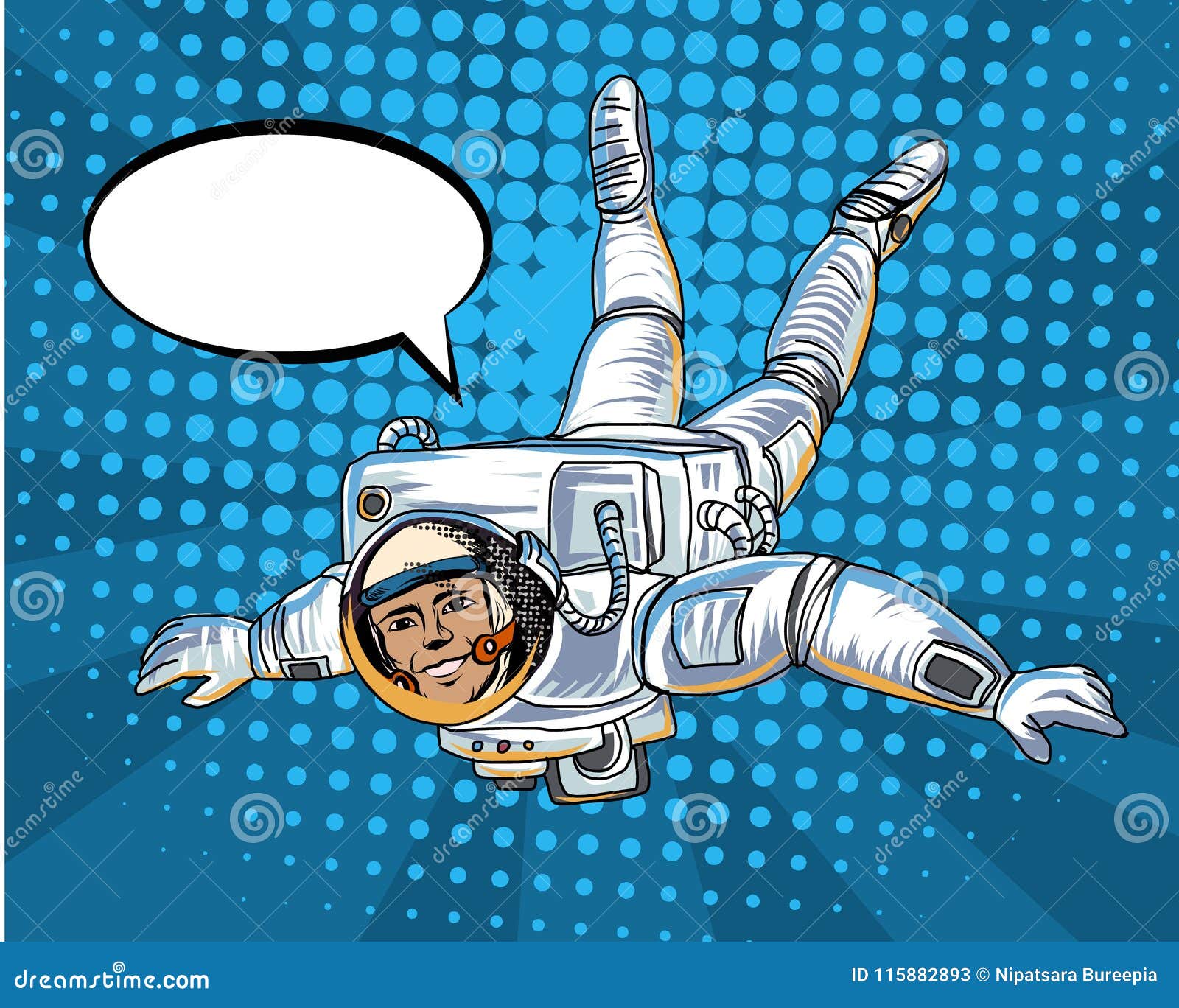 Space Man Comic Art.Astronauts Fly in the Space and Atmosphere ...