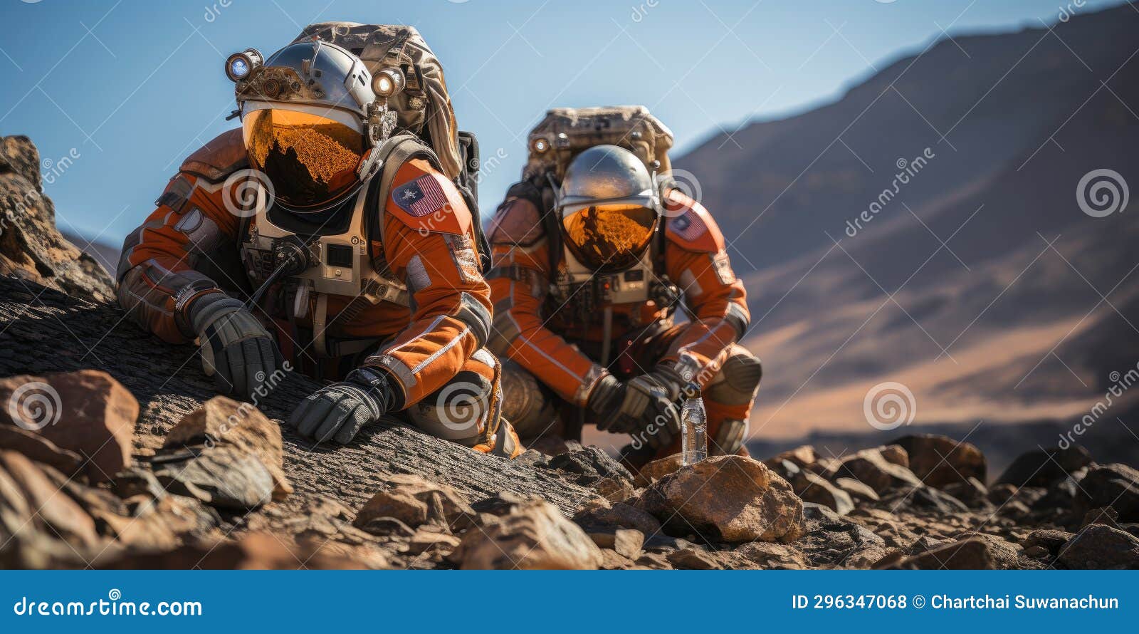 Astronauts in Futuristic Space Suits are Exploring the Surface of Mars ...