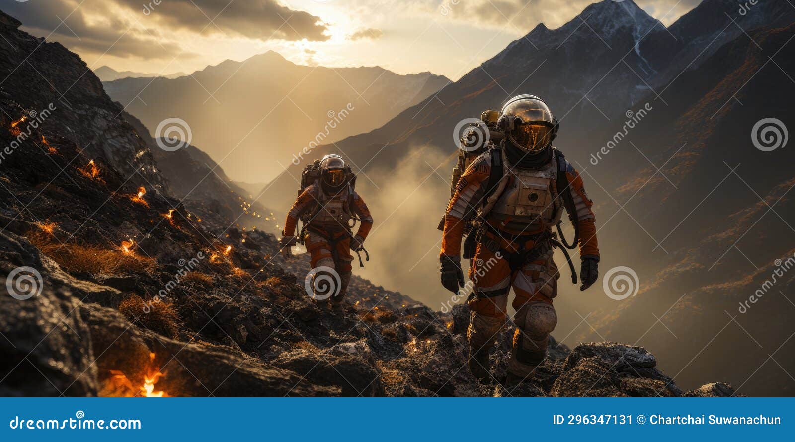 Astronauts in Futuristic Space Suits are Exploring the Surface of Mars ...