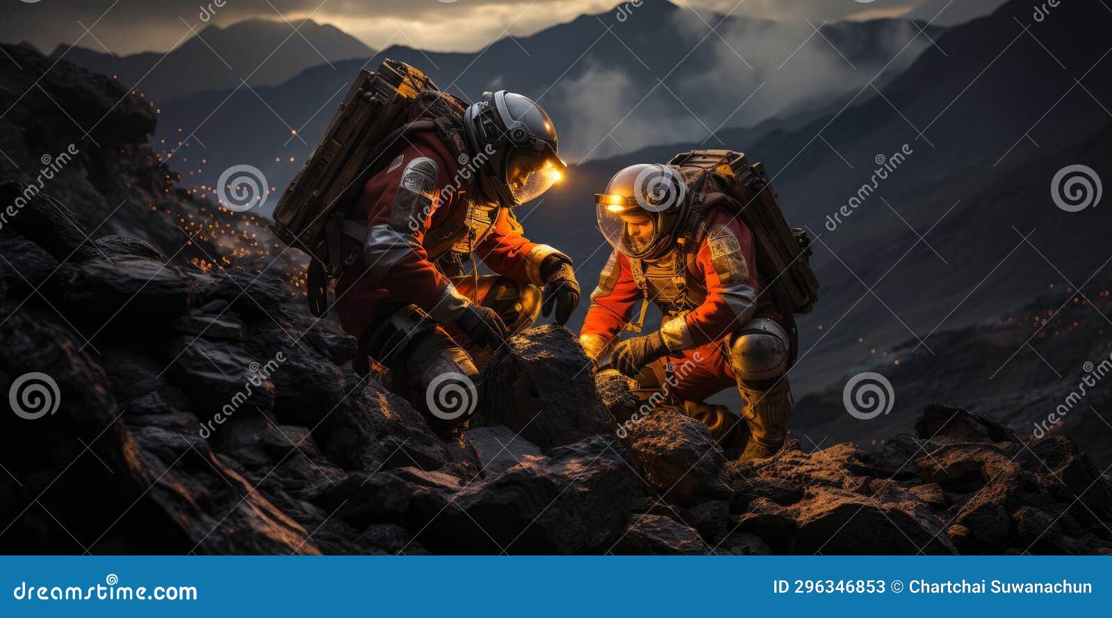 Astronauts in Futuristic Space Suits are Exploring the Surface of Mars ...
