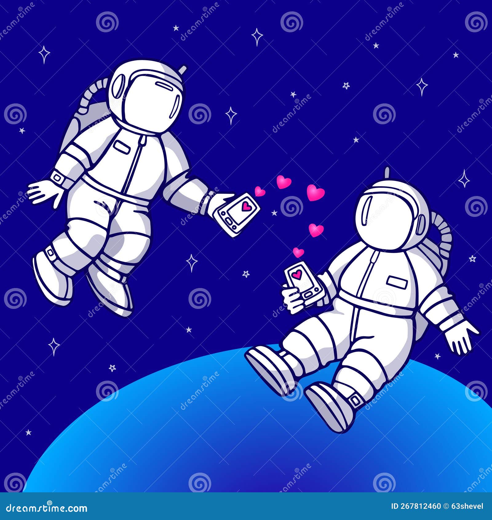 Cute Kid Astronauts In Outer Space Riding Rocket Or Spaceship Vector ...