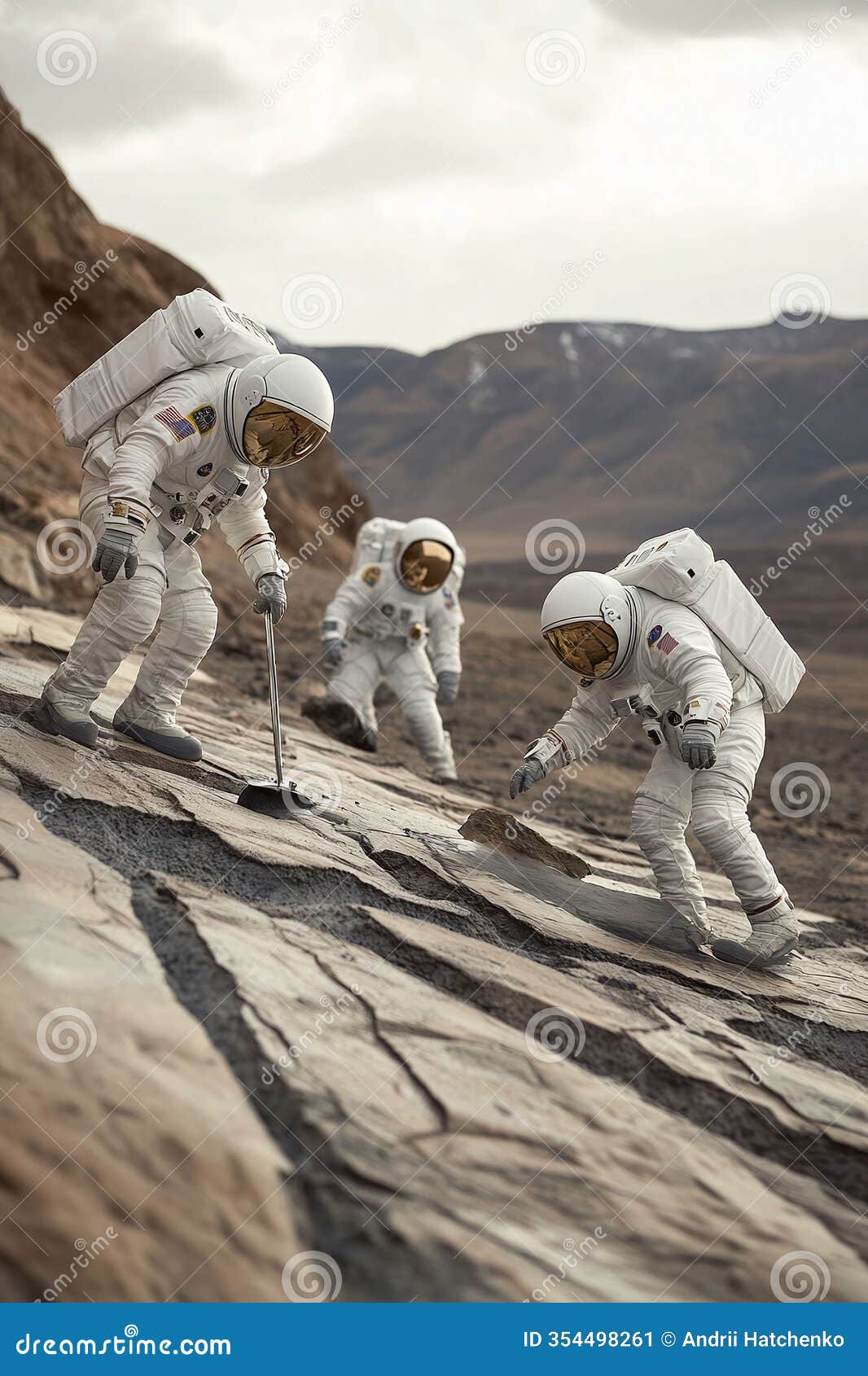 Astronauts Mapping the Surface of a New Planet Filled with Unique ...