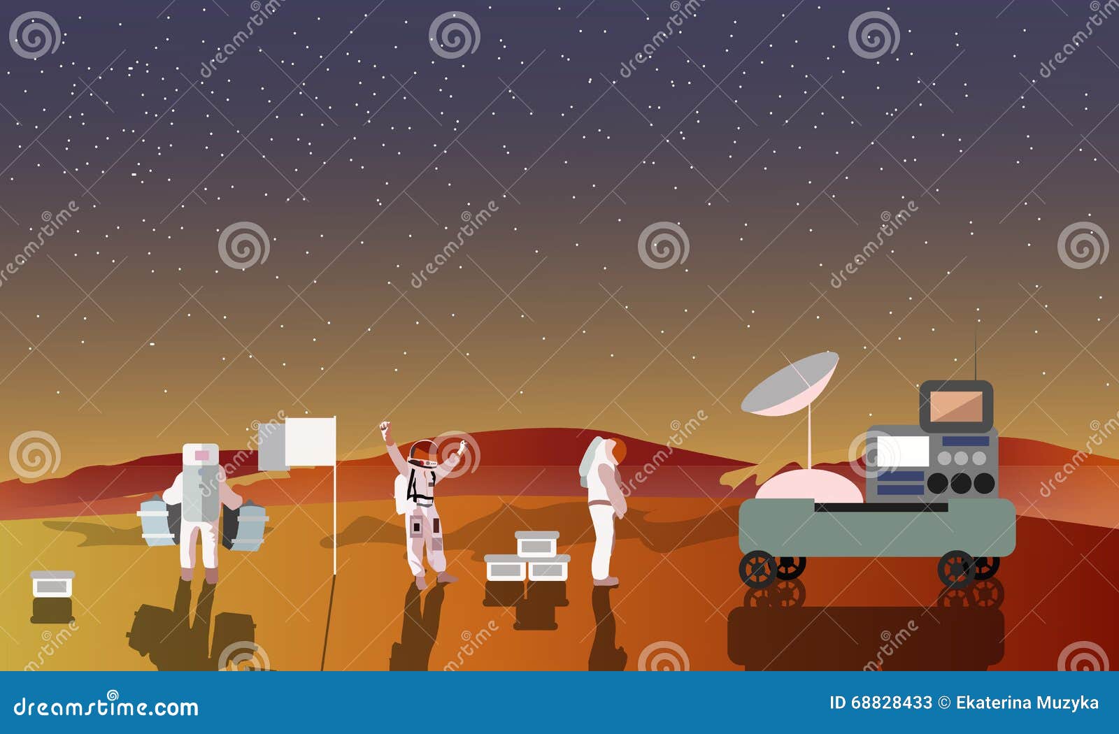 Astronauts on Mars Concept Vector Illustration. Landing To Red Planet ... Astronauts on Mars Concept Vector Illustration. Landing To Red Planet ...