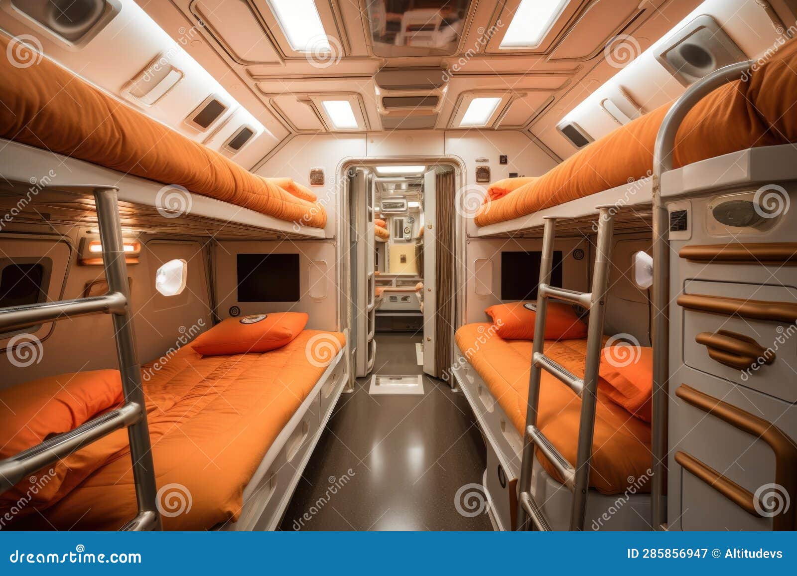 Astronauts Mars-themed Bunk and Living Space Stock Illustration ...