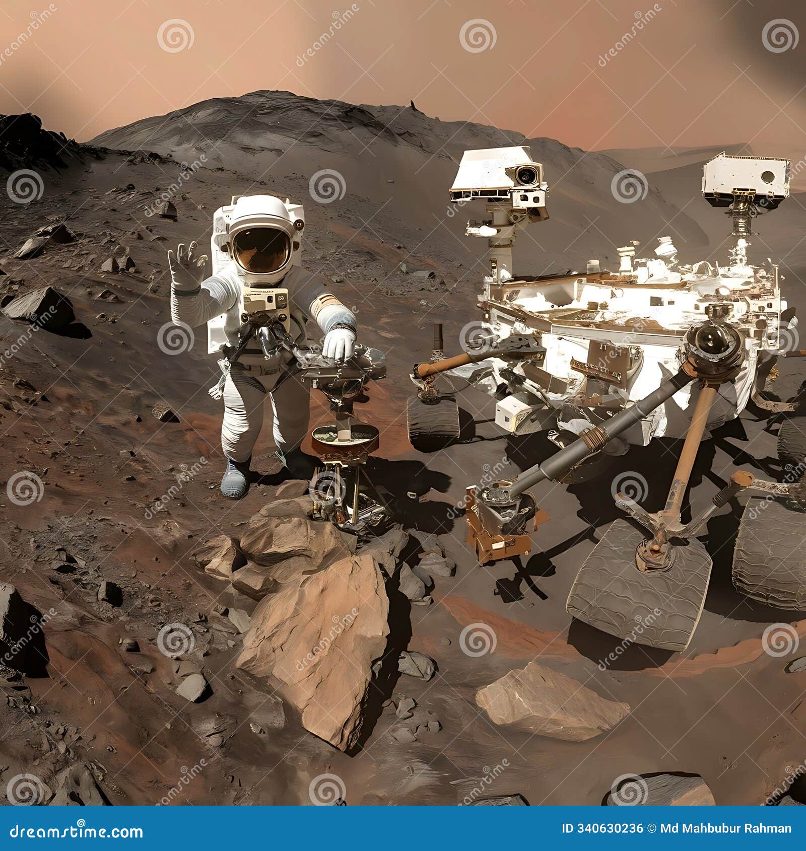 Astronauts on the Martian Frontier: Space Exploration Imagery Stock ...