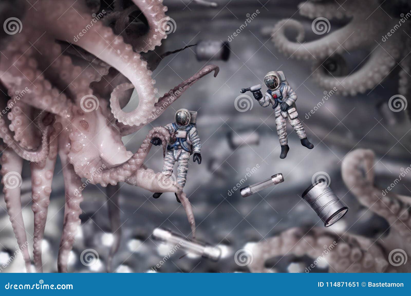 Astronauts and monsters stock image. Image of concept - 114871651