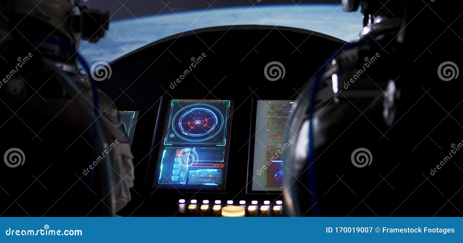 Astronauts Navigating Spaceship through Space Stock Image - Image of ...
