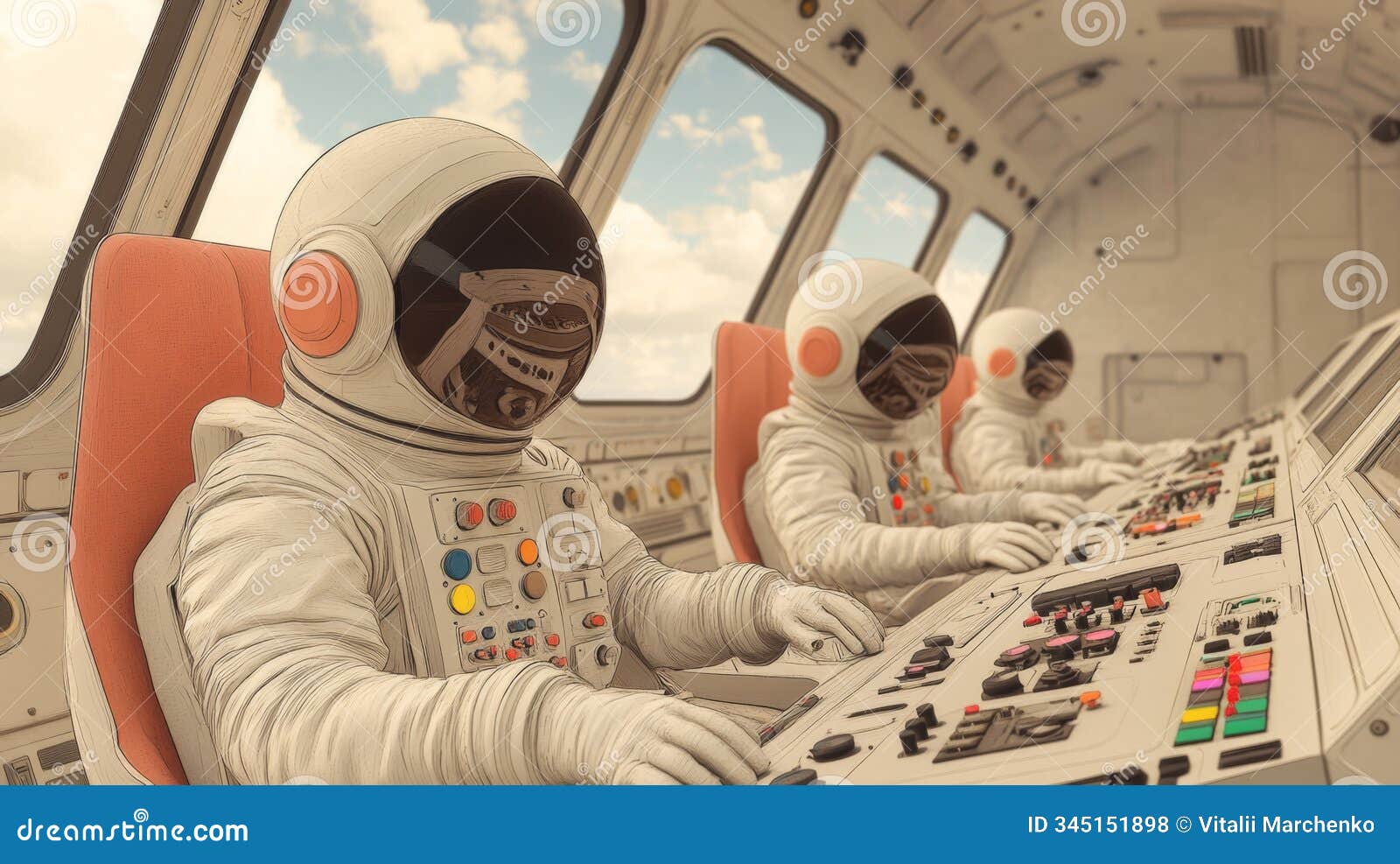 Astronauts Capsule Thin Line Icon. Space Rocket Craft Standing Capsule ...