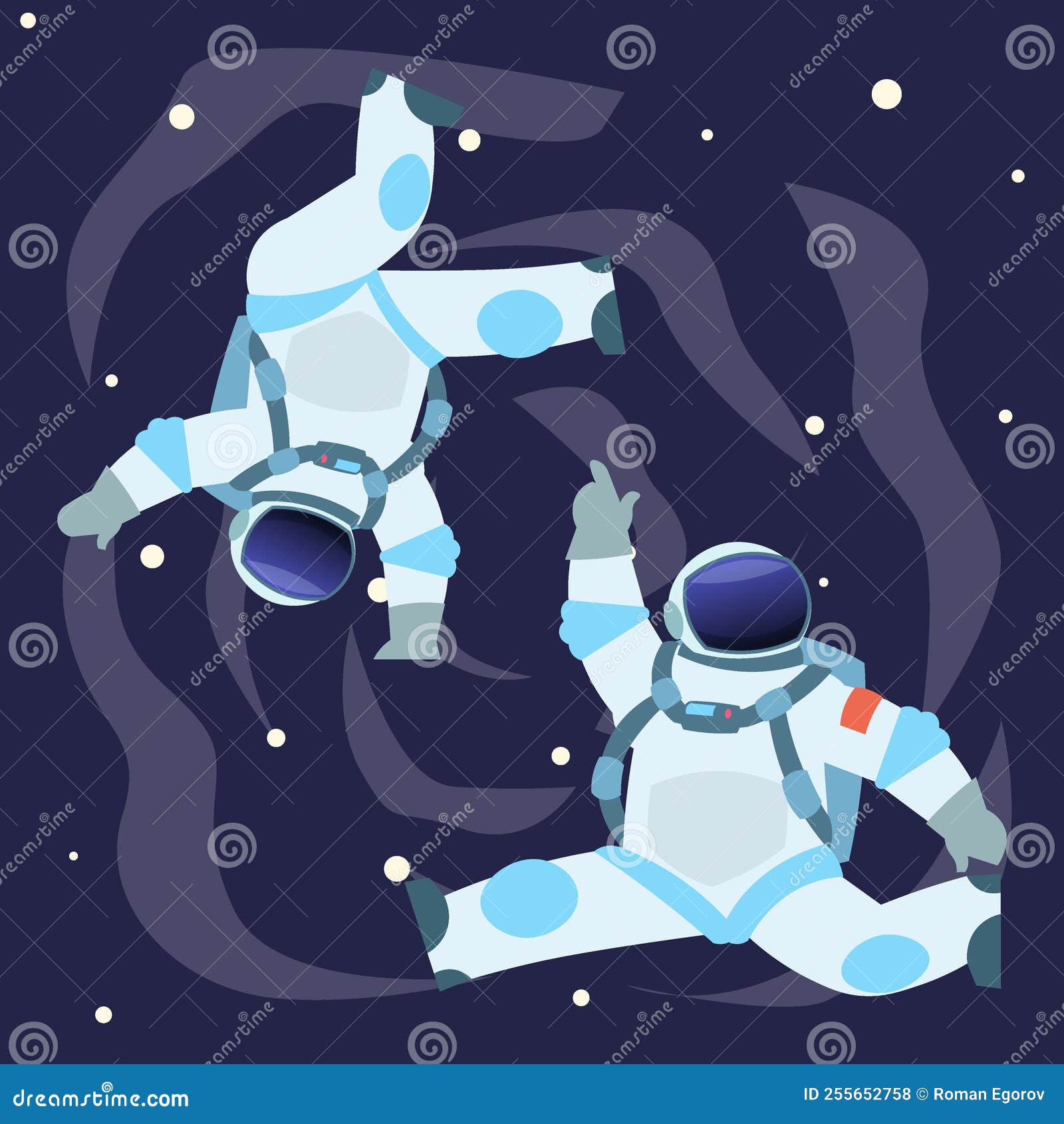 Astronauts. People In Spacesuits In Outer Space. Galaxy Exploration ...