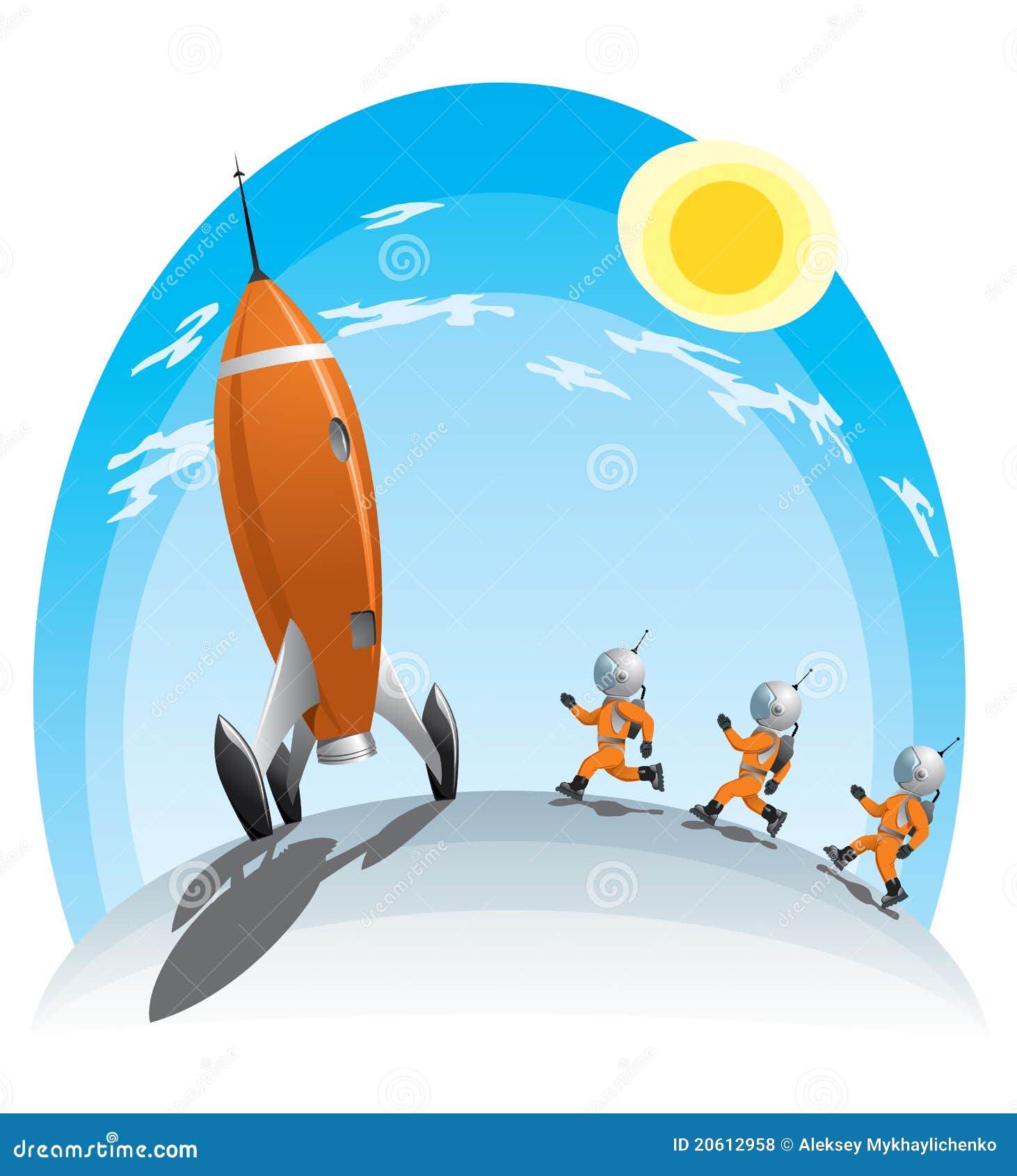 Astronauts and the rocket stock vector. Illustration of cartoon - 20612958
