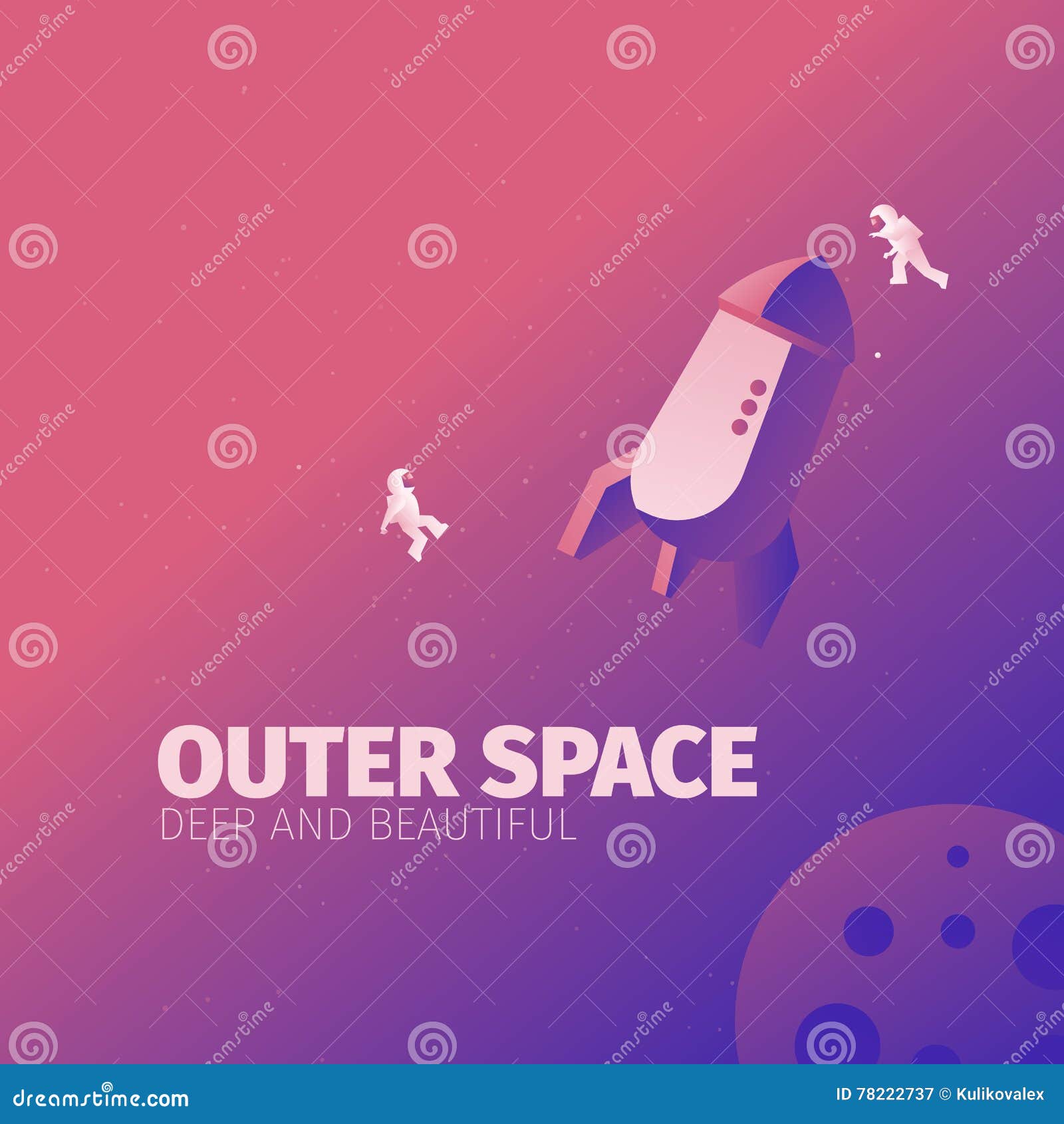Astronauts and Rocket in Zero Gravity Stock Vector - Illustration of ...